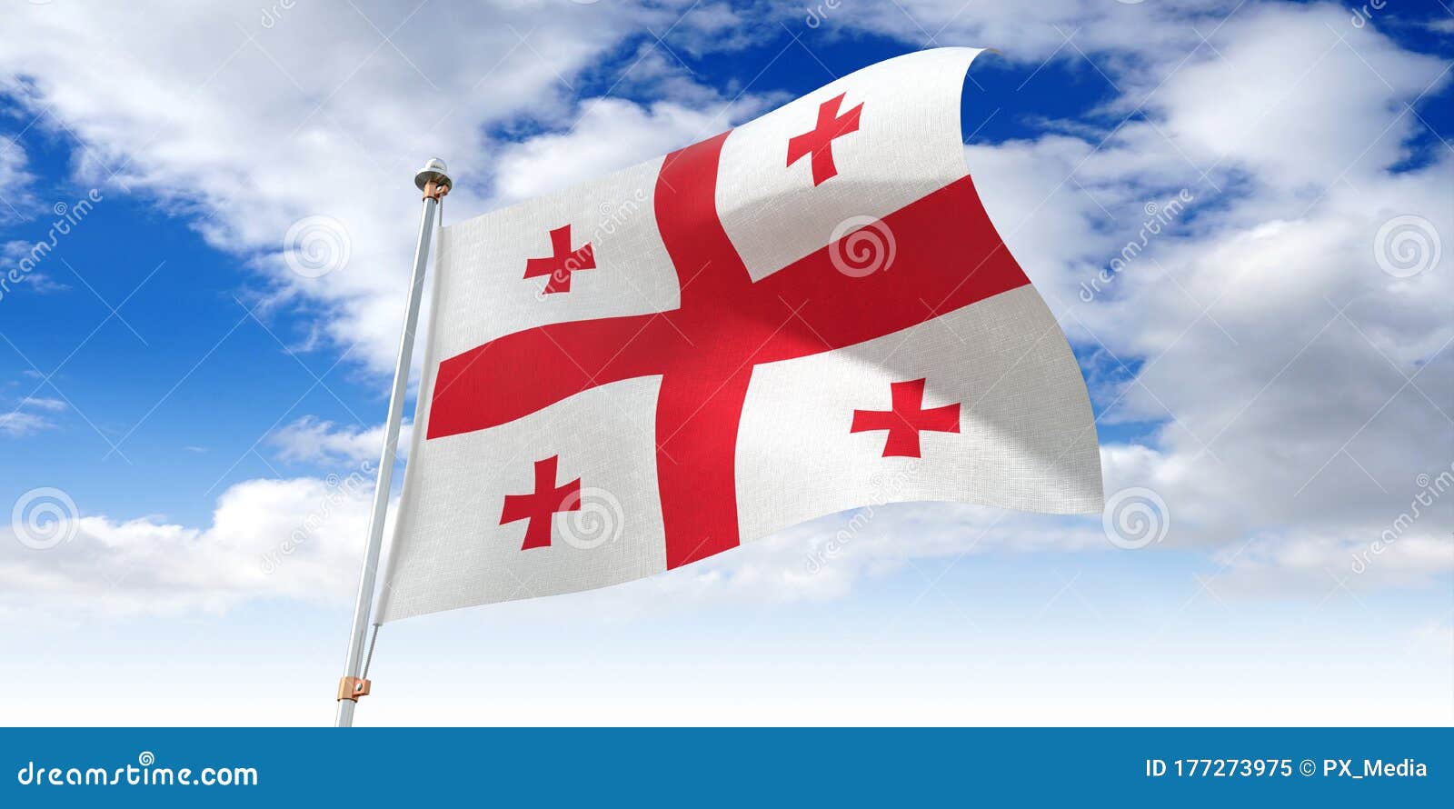 Georgia Waving Flag 3d Illustration Stock Illustration