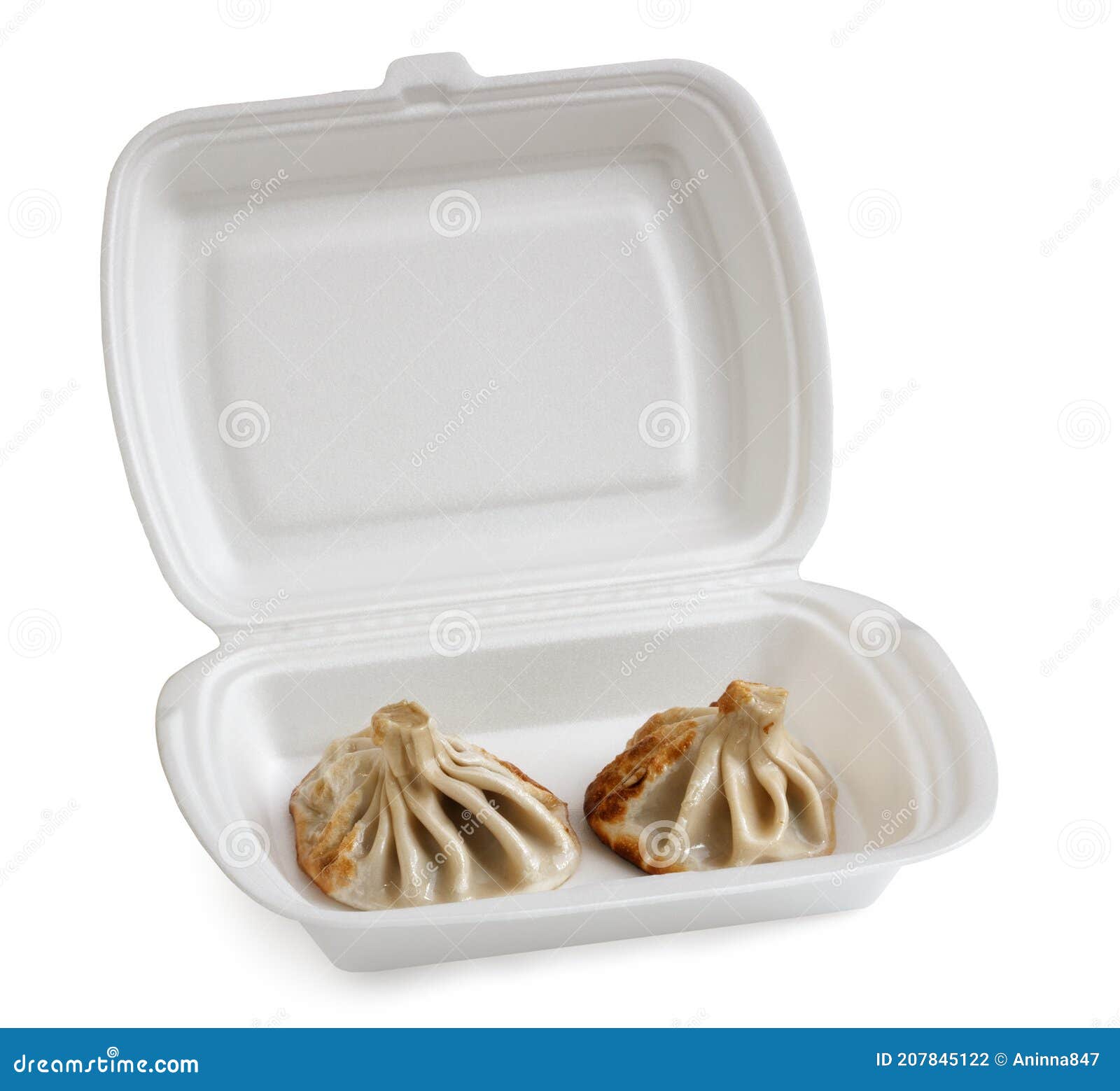 Georgian Dumplings in Styrofoam Disposable Box Stock Photo - Image of ...