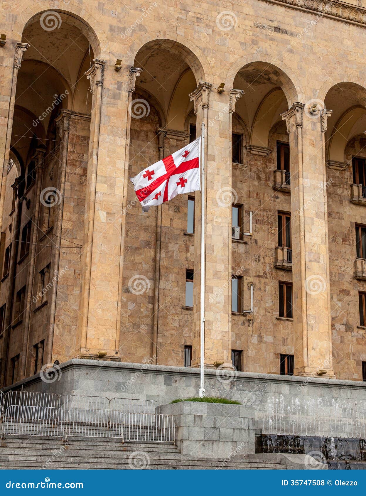 Georgian Flag on the Background of the Building Stock Photo - Image of ...