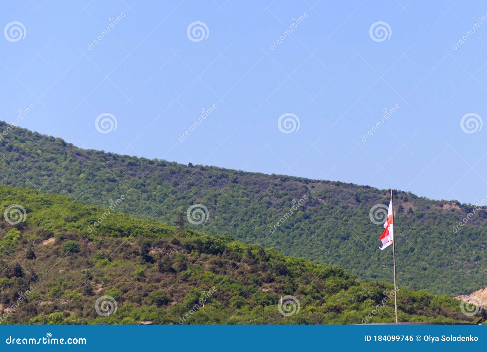 Georgian Flag on Background of the Caucasus Mountains Stock Photo ...