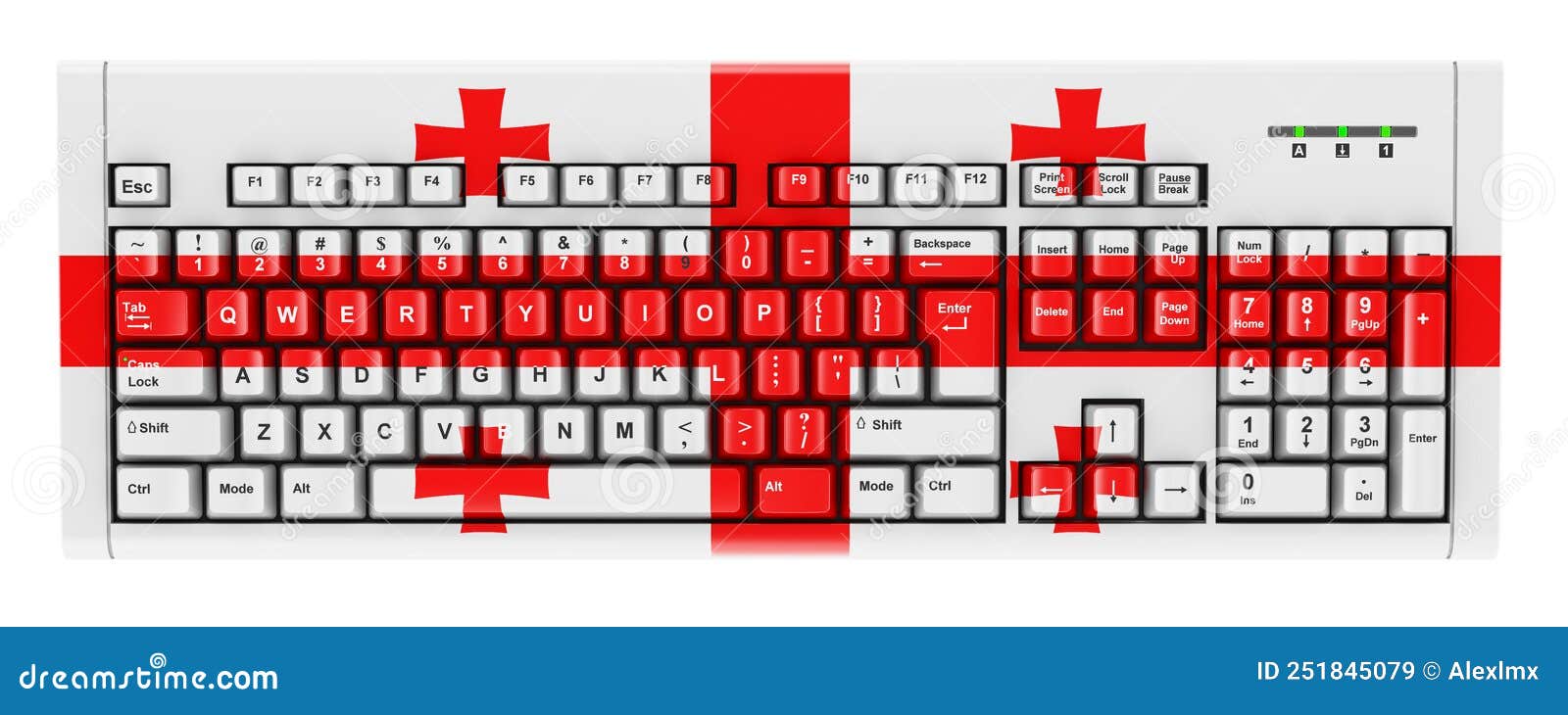 Georgian Flag Painted on Computer Keyboard. 3D Rendering Stock ...