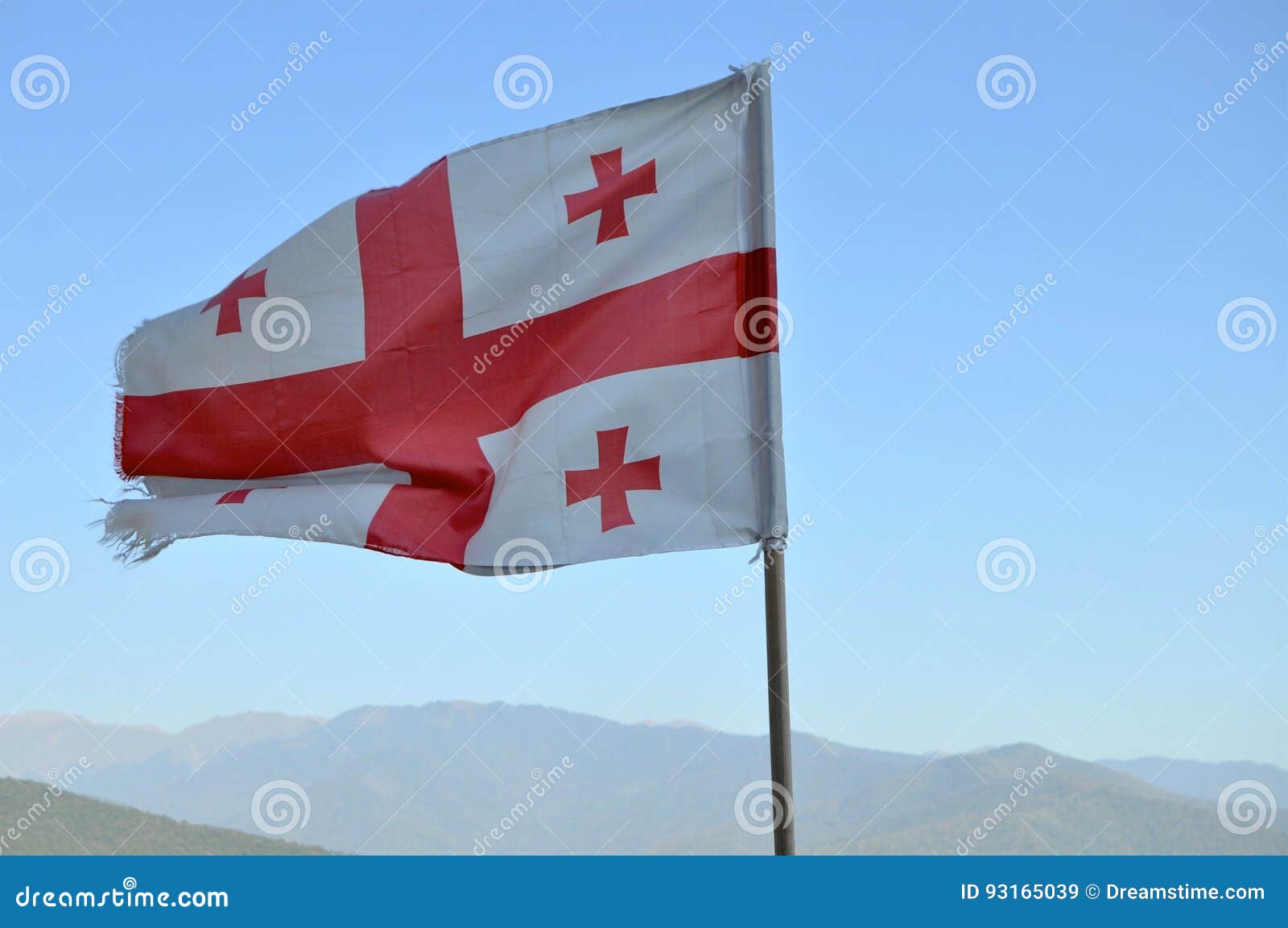 Georgian Flag On The Background Of Mountains Royalty-Free Stock Photo ...