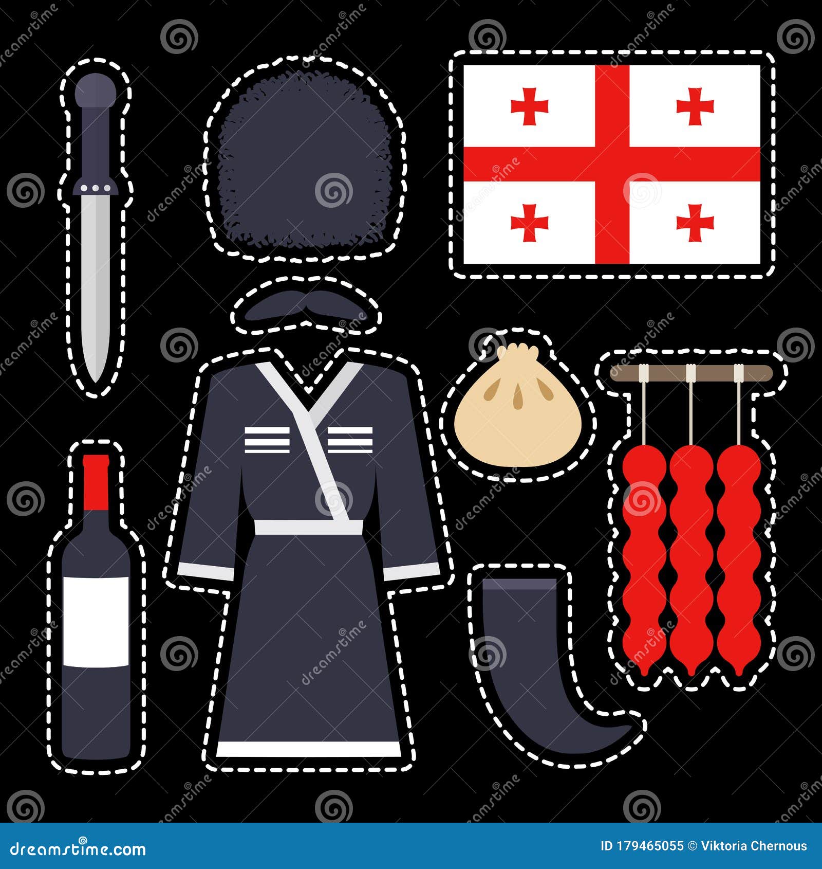 Georgian Icons Vector Illustration Stock Illustration - Illustration of ...