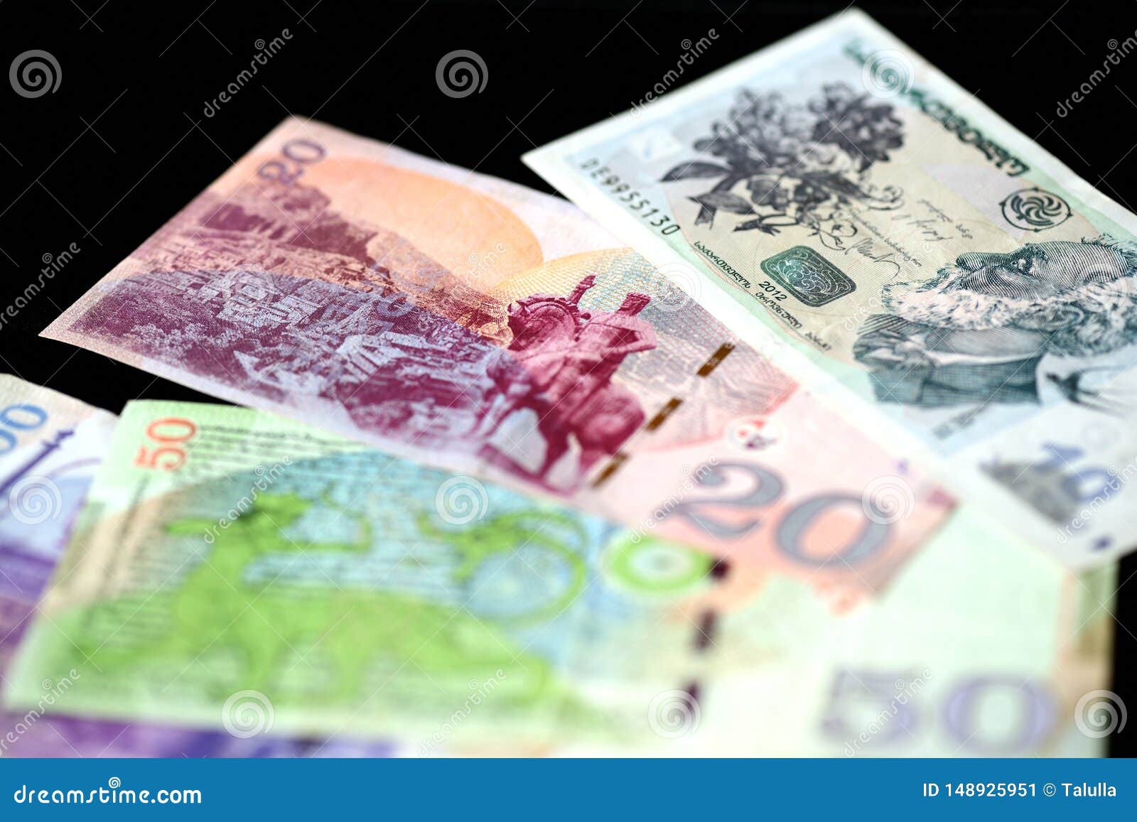 Georgian Lari Banknotes on a Dark Background Stock Image - Image of ...