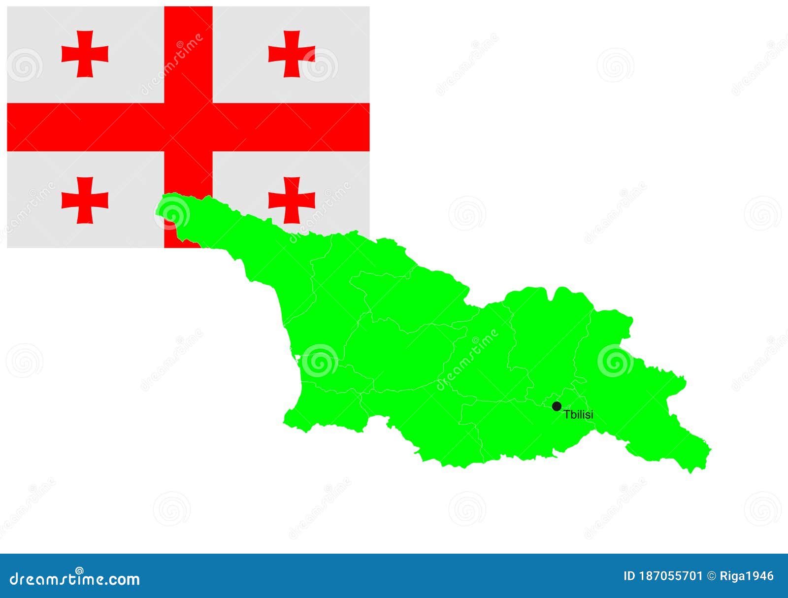 Georgian map and flag stock vector. Illustration of georgian - 187055701