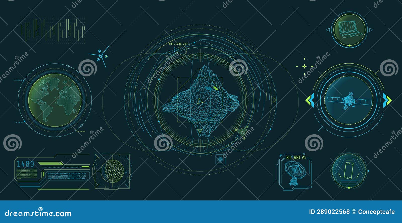 Geoscience HUD Interface Design with Big Data Decoding. Stock Vector ...