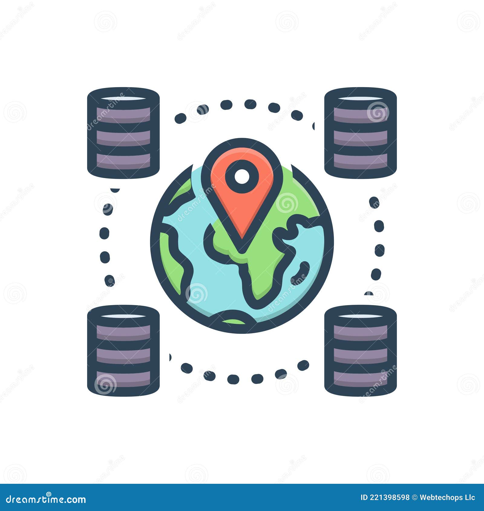 Color Illustration Icon for Geospatial, Locations and Gps Stock ...