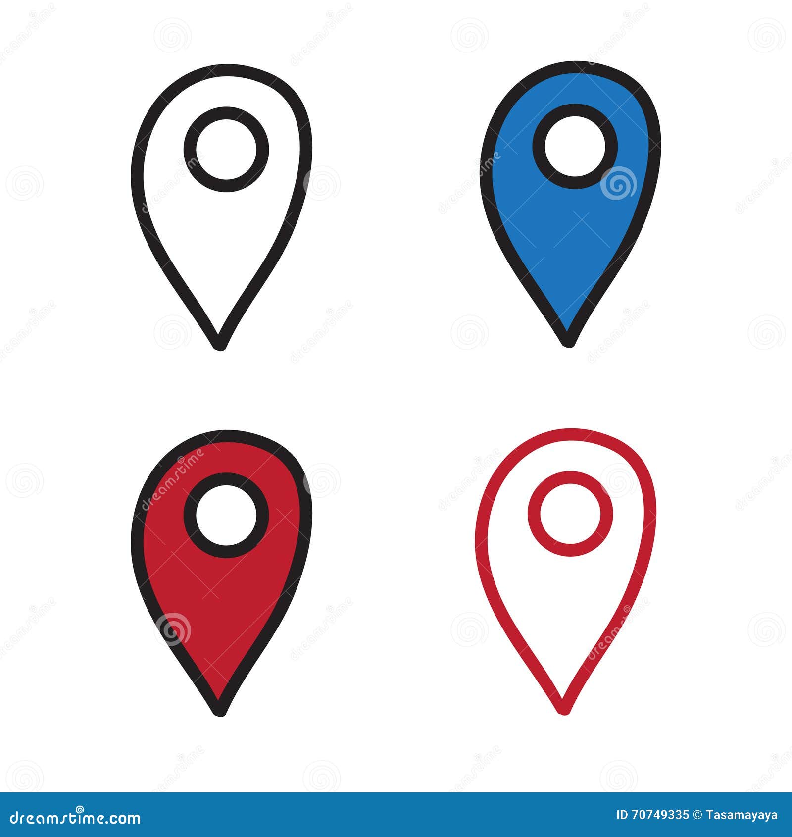 Geotag Set Doodle Graphics Vector Icon Hand Drawn Illustration Black ...