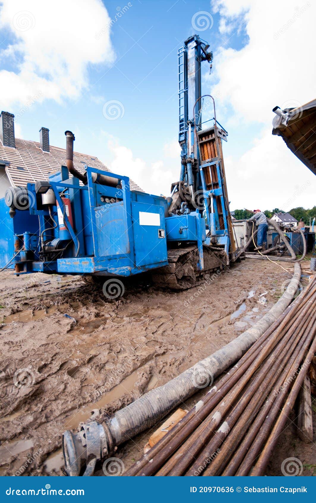 Geothermal Drilling Machine Stock Photo - Image of pipeline, drilling ...