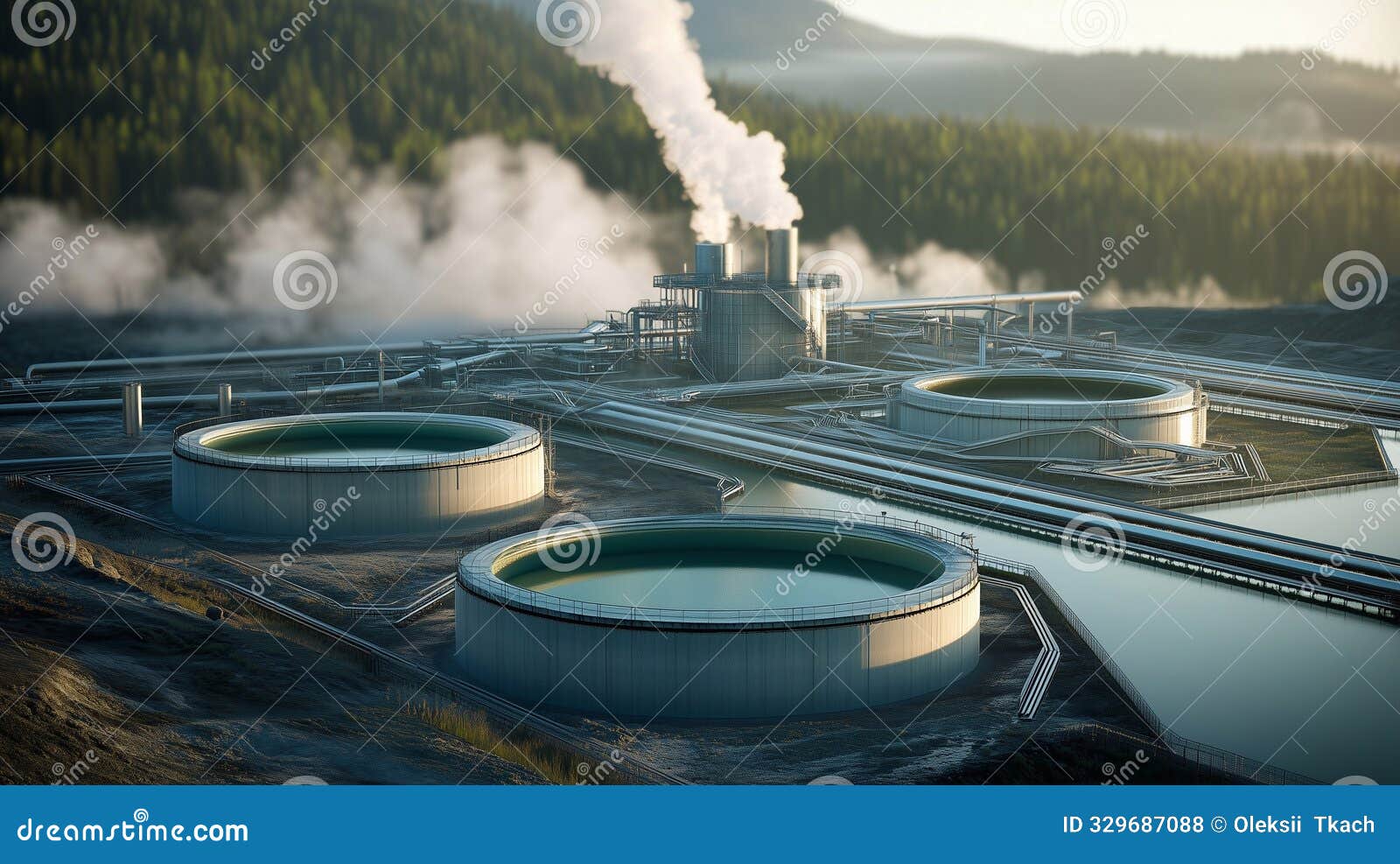 Geothermal Energy Extraction Process Stock Photo - Image of dawn ...