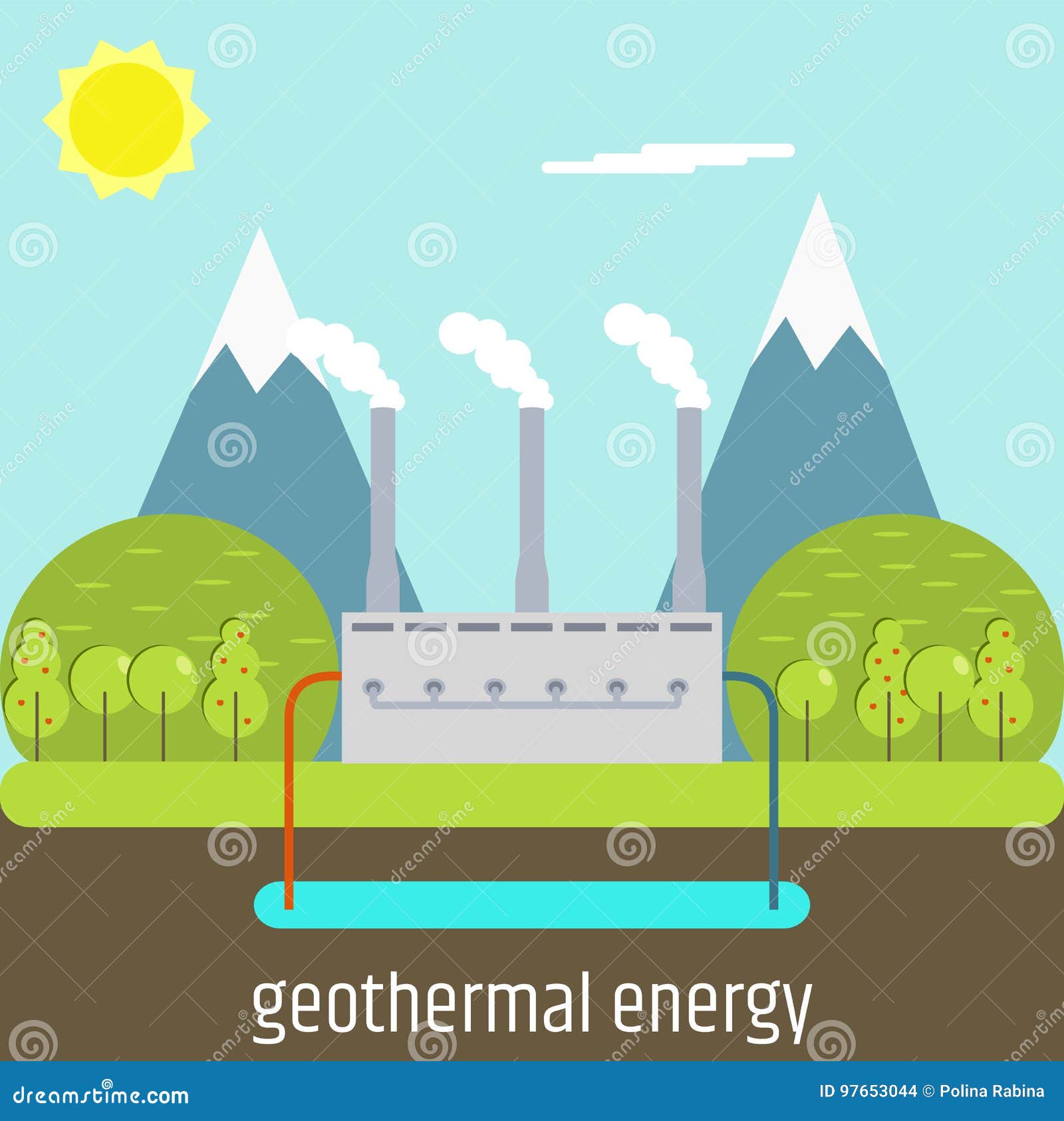 Geothermal Energy. Flat Design Stock Vector - Illustration of icon ...
