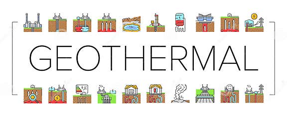 Geothermal Energy Power Plant Icons Set Vector Stock Vector ... Geothermal Energy Power Plant Icons Set Vector Stock Vector ...