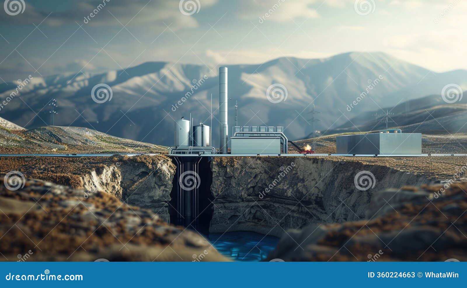 Geothermal Energy is Produced by Tapping into Deep Stock Image - Image ...