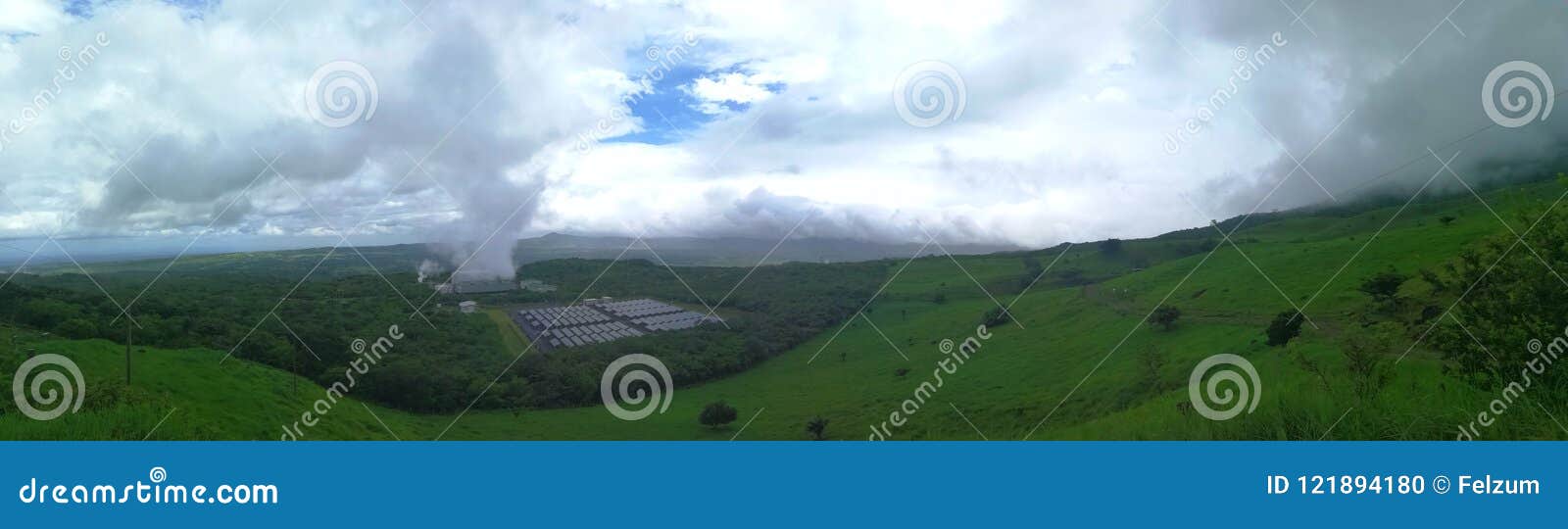Geothermal Energy and Solar Panels System. Costa Rica Stock Photo ...