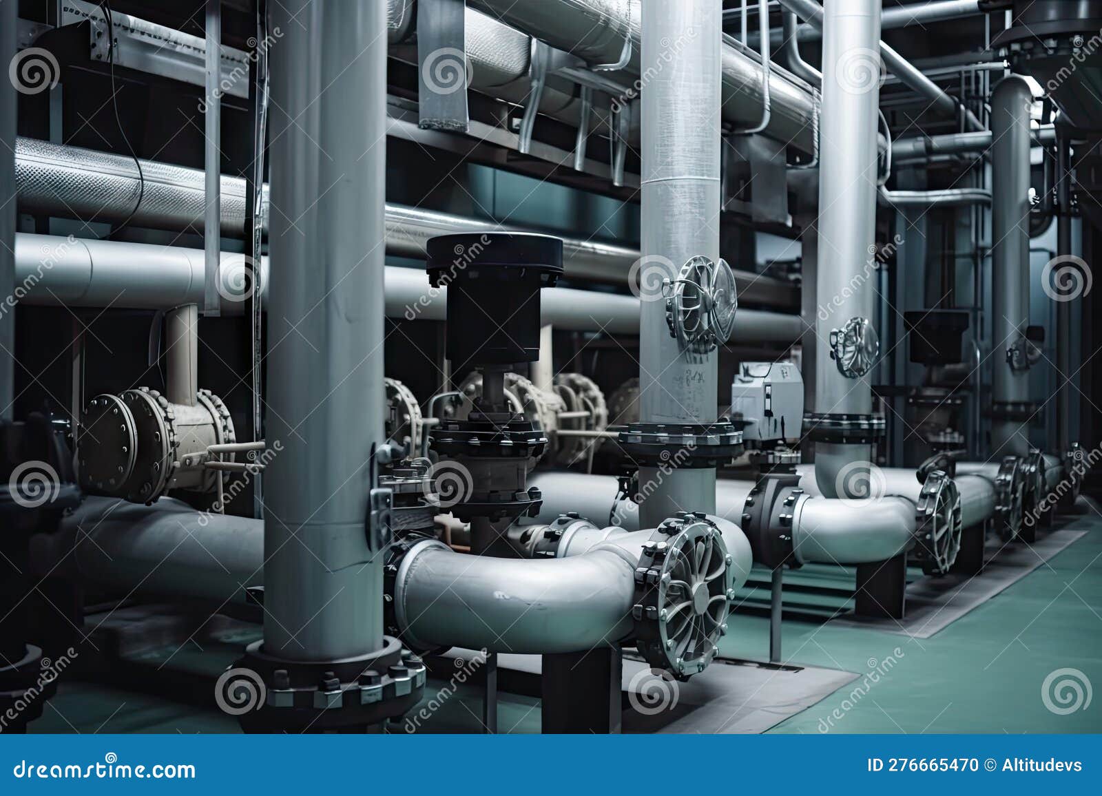Geothermal Energy System, with Pipes and Valves in Closeup Stock Photo ...