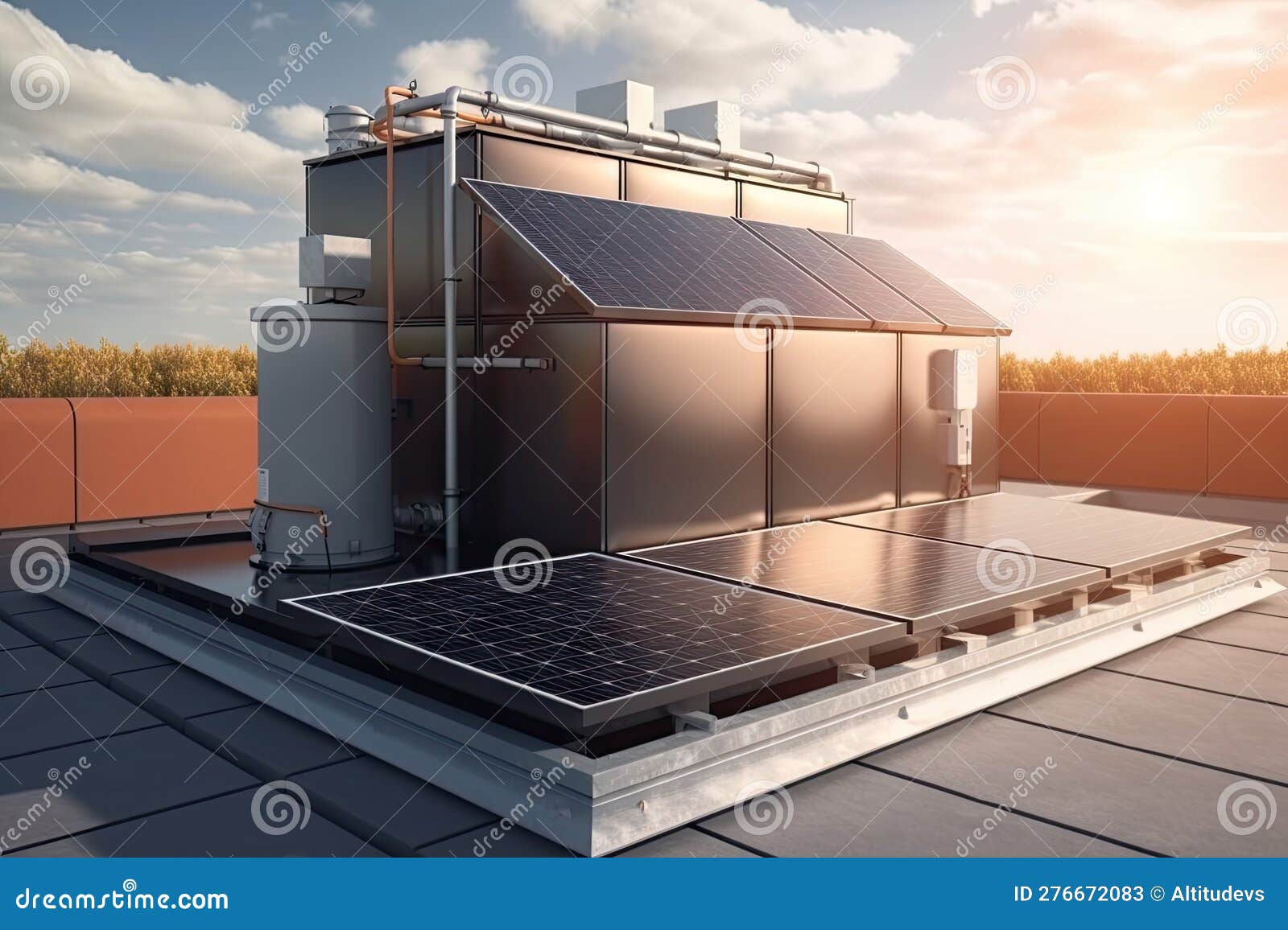 Geothermal Energy System with Solar Panels and Batteries on the Sunny ...