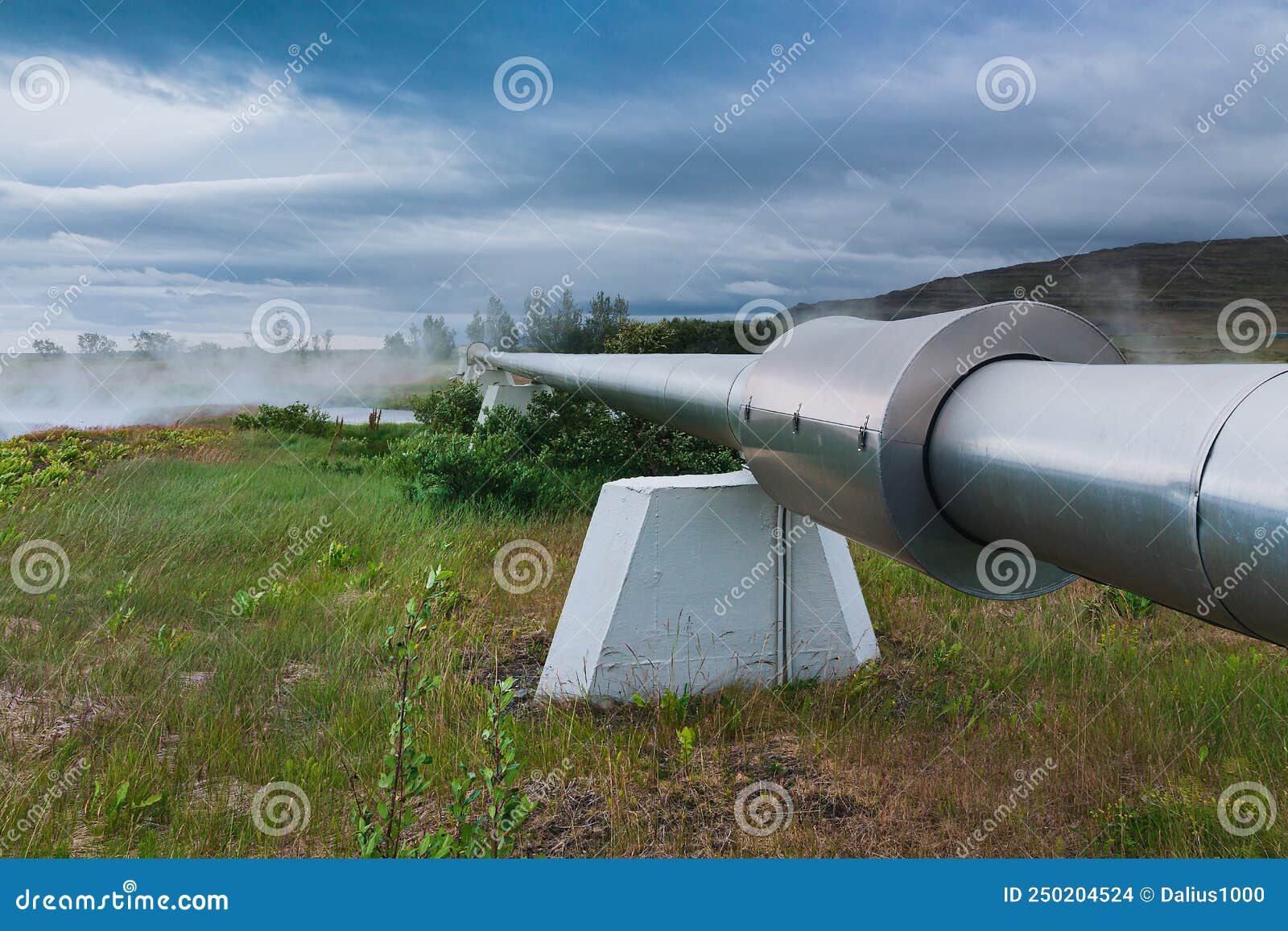 Geothermal Hot Water Pipe in Iceland - Hot Water Comes from a Ground ...