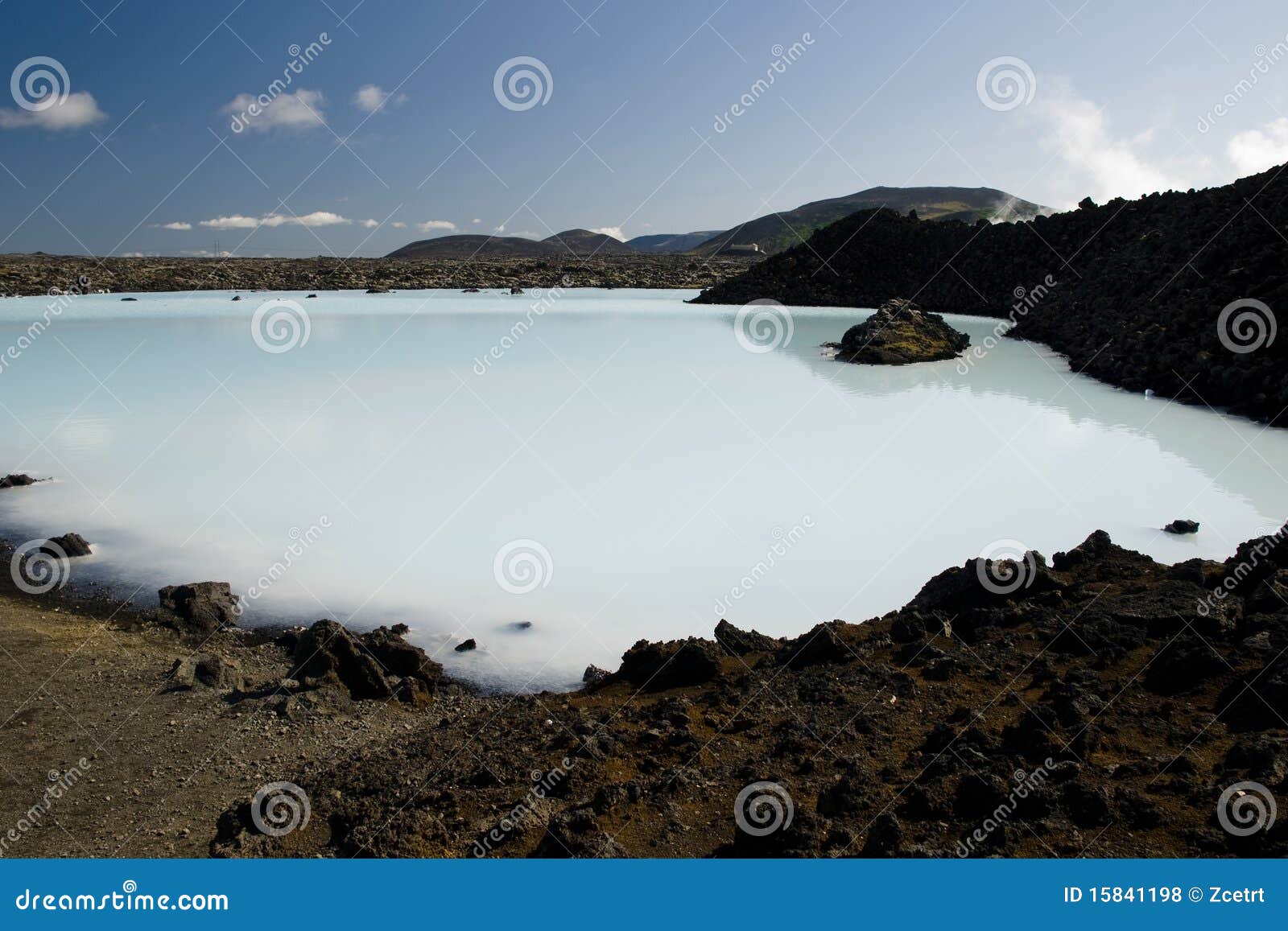 Geothermal Lake in Lava Field Stock Photo - Image of blue, destination ...