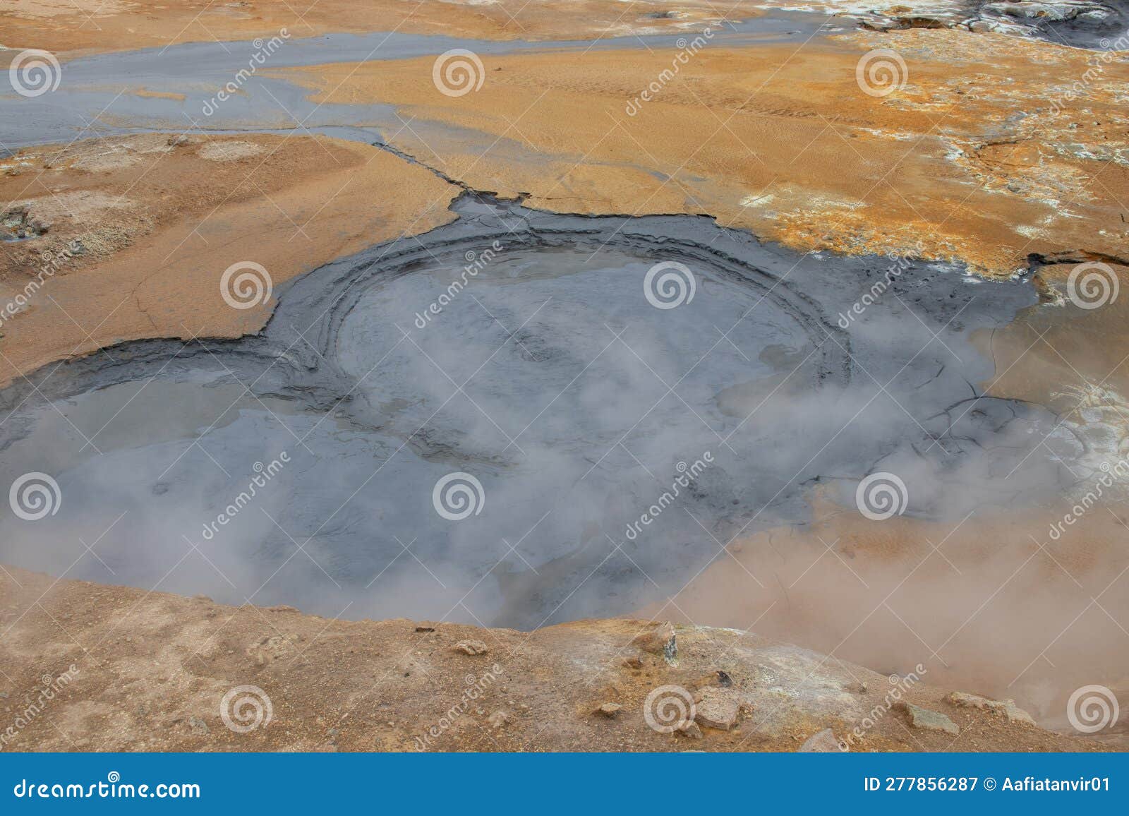 Geothermal Mud Spring in Iceland with Boiling Mud Pots Stock Image ...