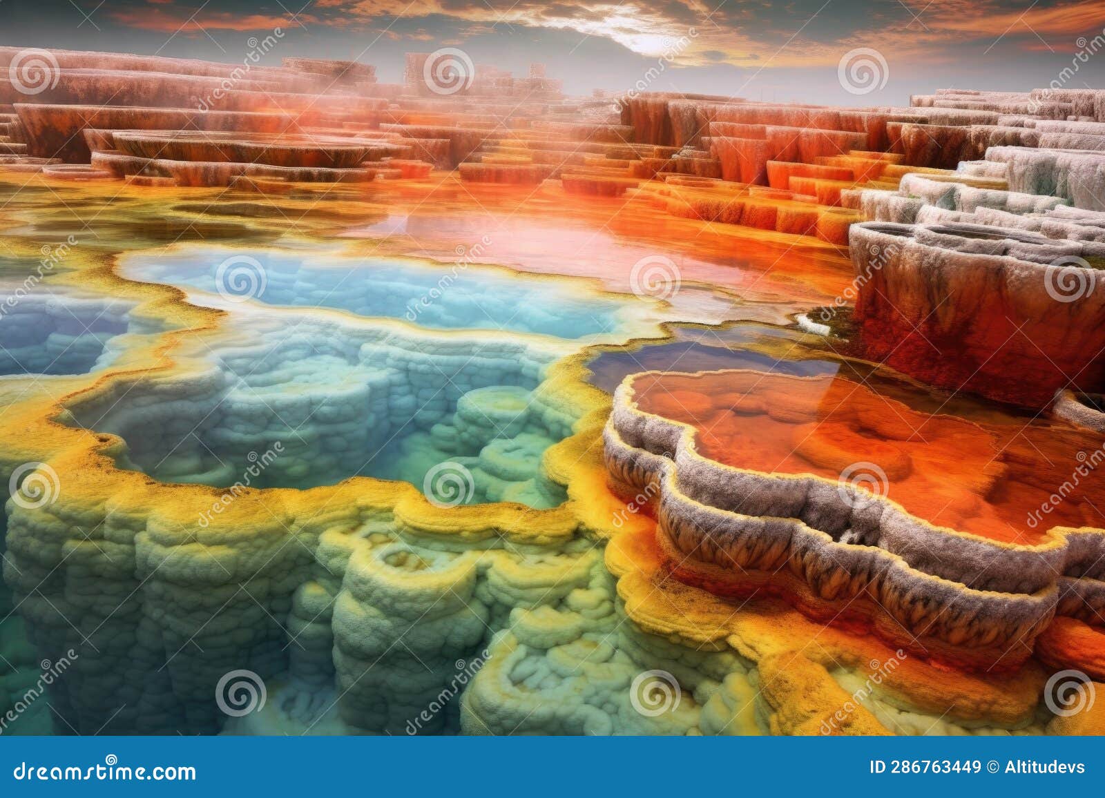 Geothermal Pools with Vivid Colors and Unique Formations Stock ...