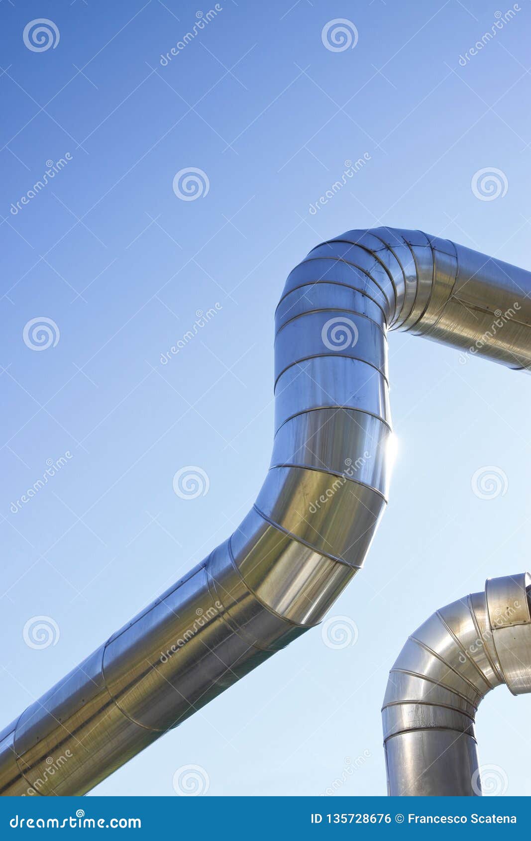 Geothermal Power Pipe Structure Against a Blue Background Stock Photo ...