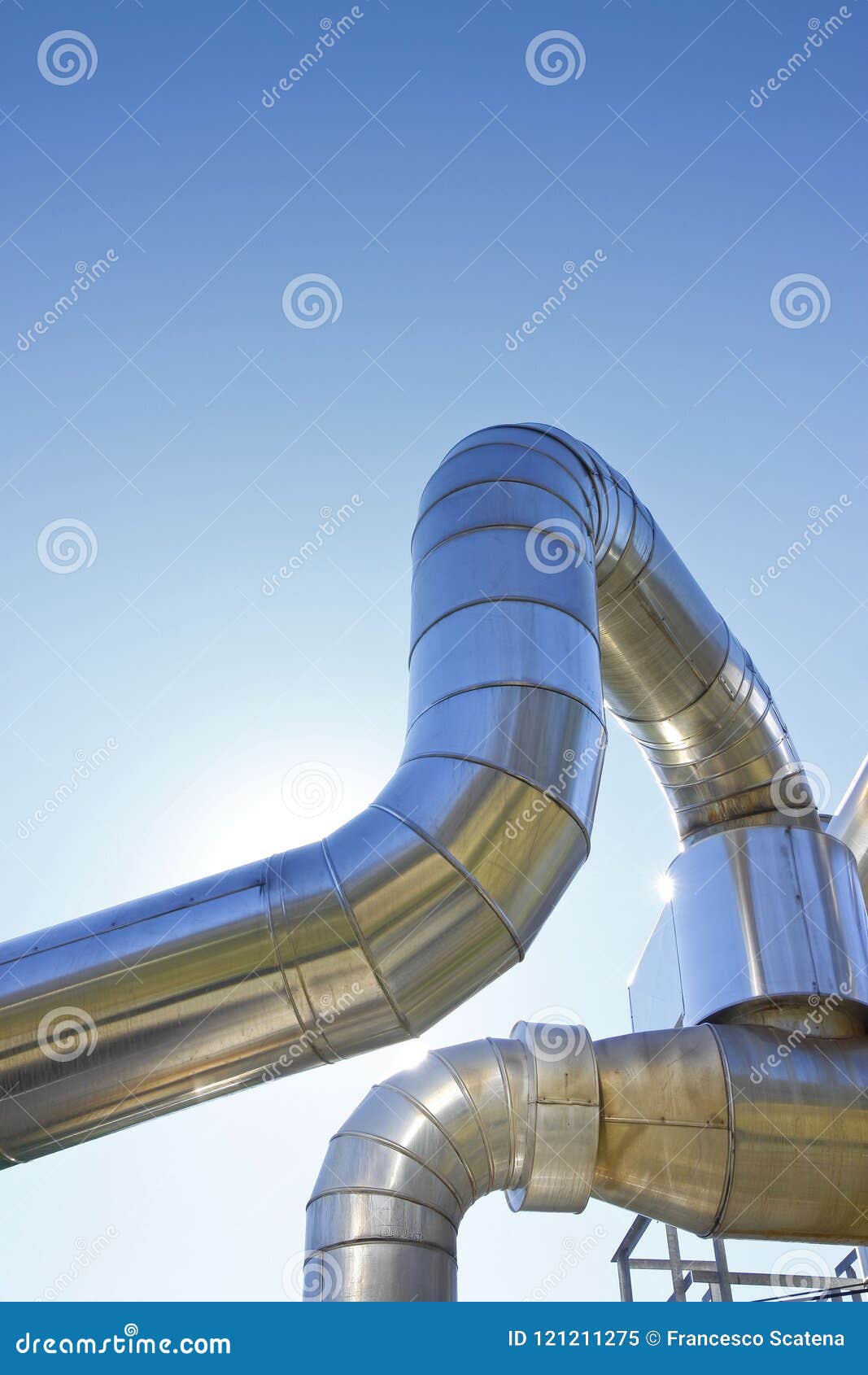 Geothermal Power Pipe Structure Against a Blue Background - Image with ...
