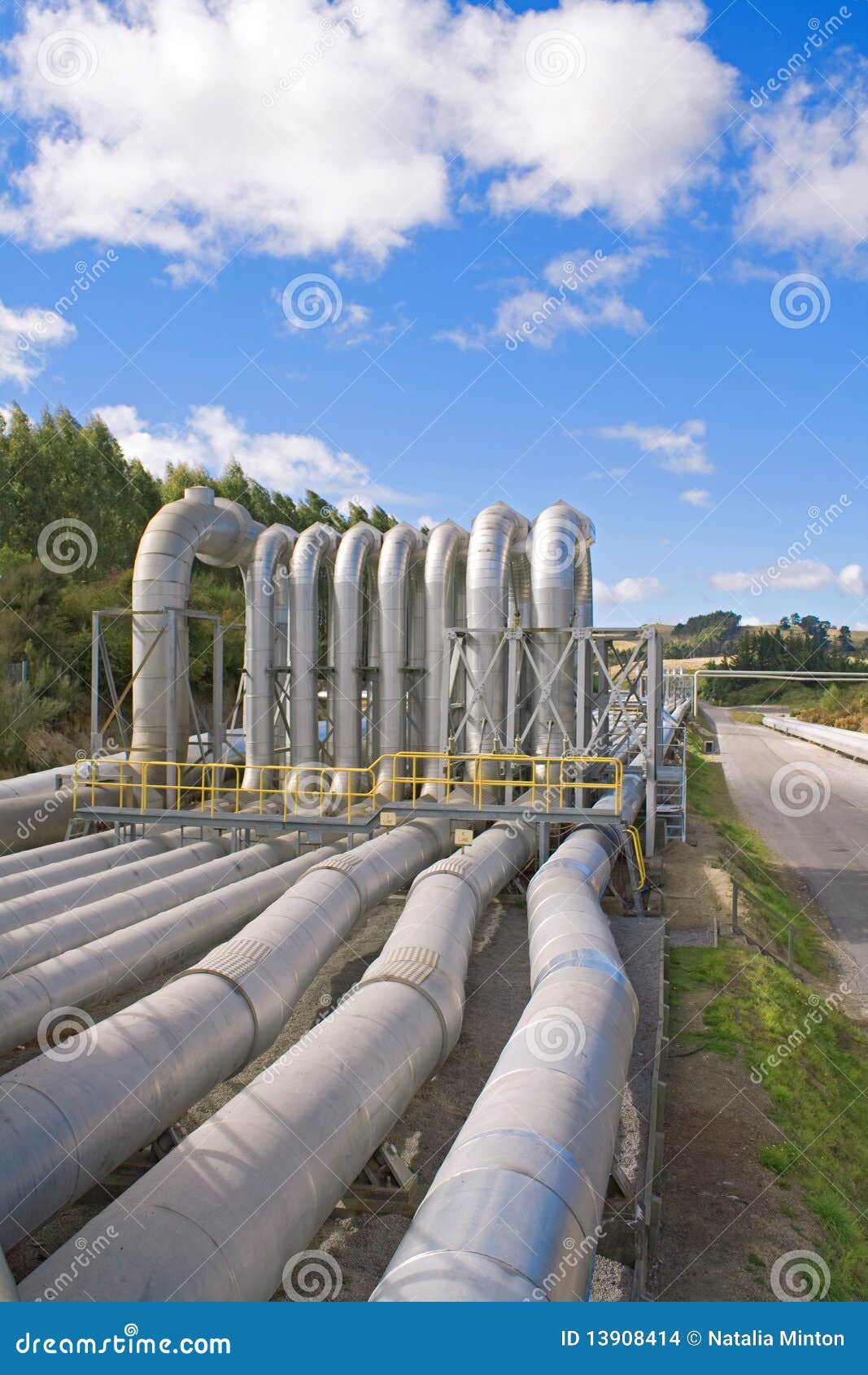 Geothermal Power Station Pipes Stock Photo - Image of sunny, steam ...