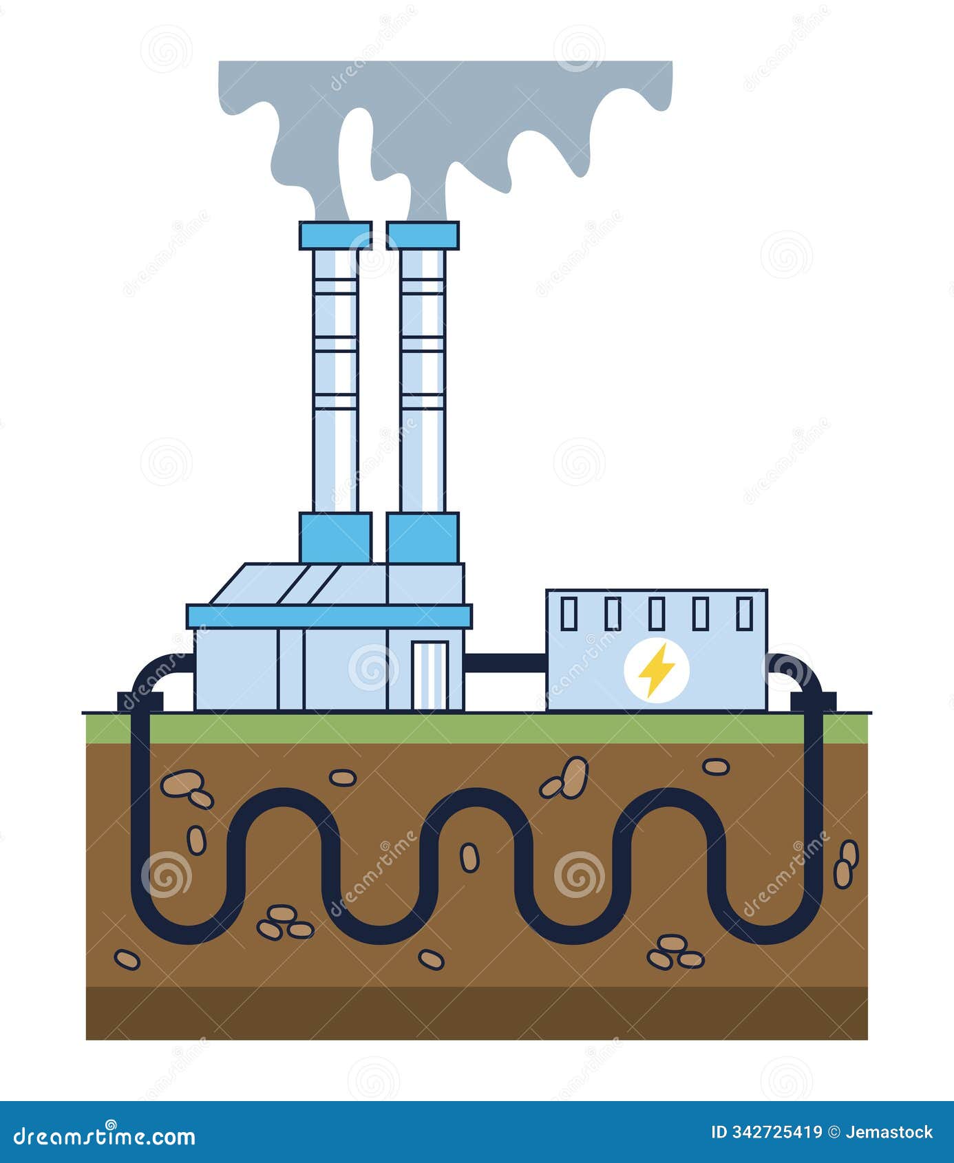 Geothermal Renewable Energy Sources Stock Illustration - Illustration ...