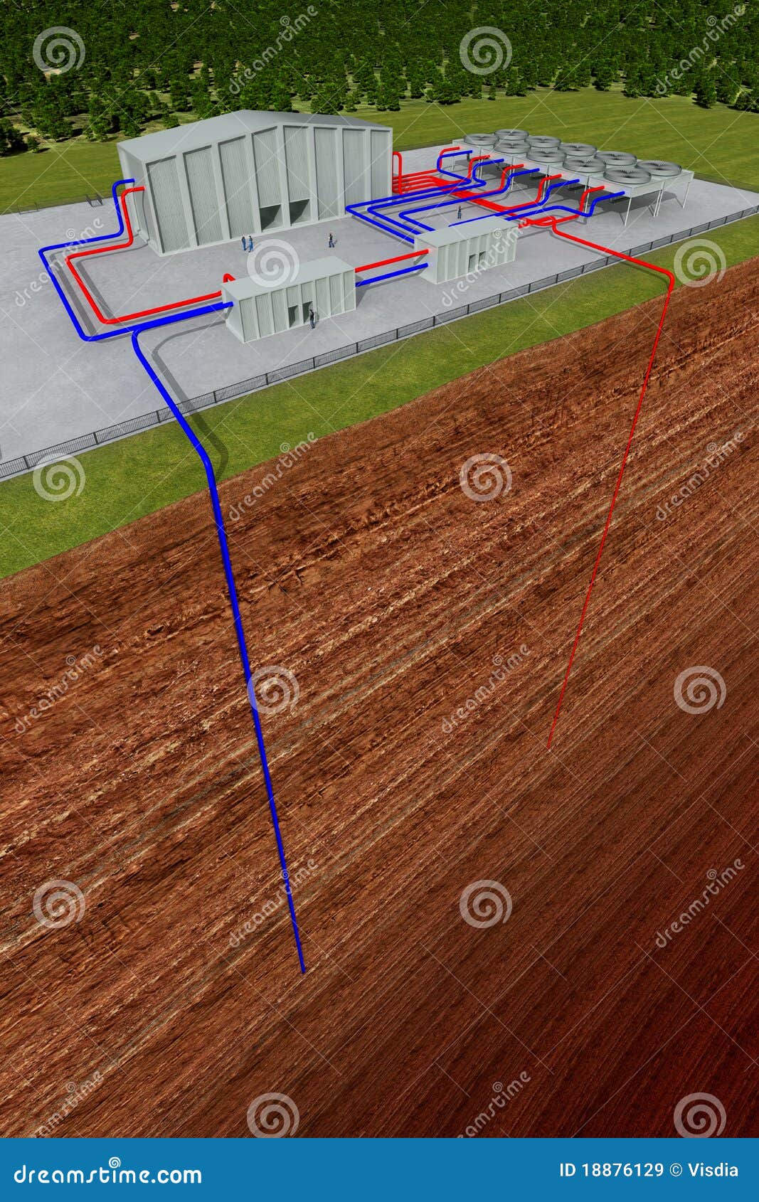 Geothermal System with Cutting through the Earth Stock Illustration ...
