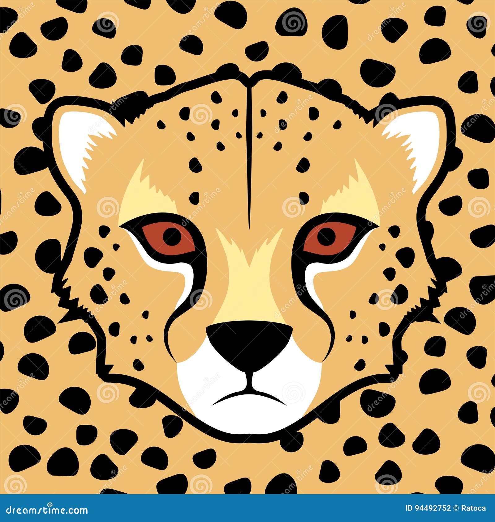 Gepard face stock vector. Illustration of carnivore, head - 94492752