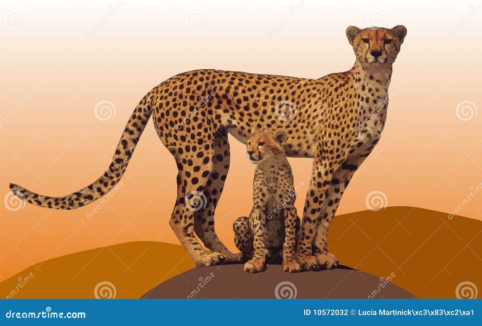 Gepard with the puppy stock vector. Illustration of geopard - 10572032