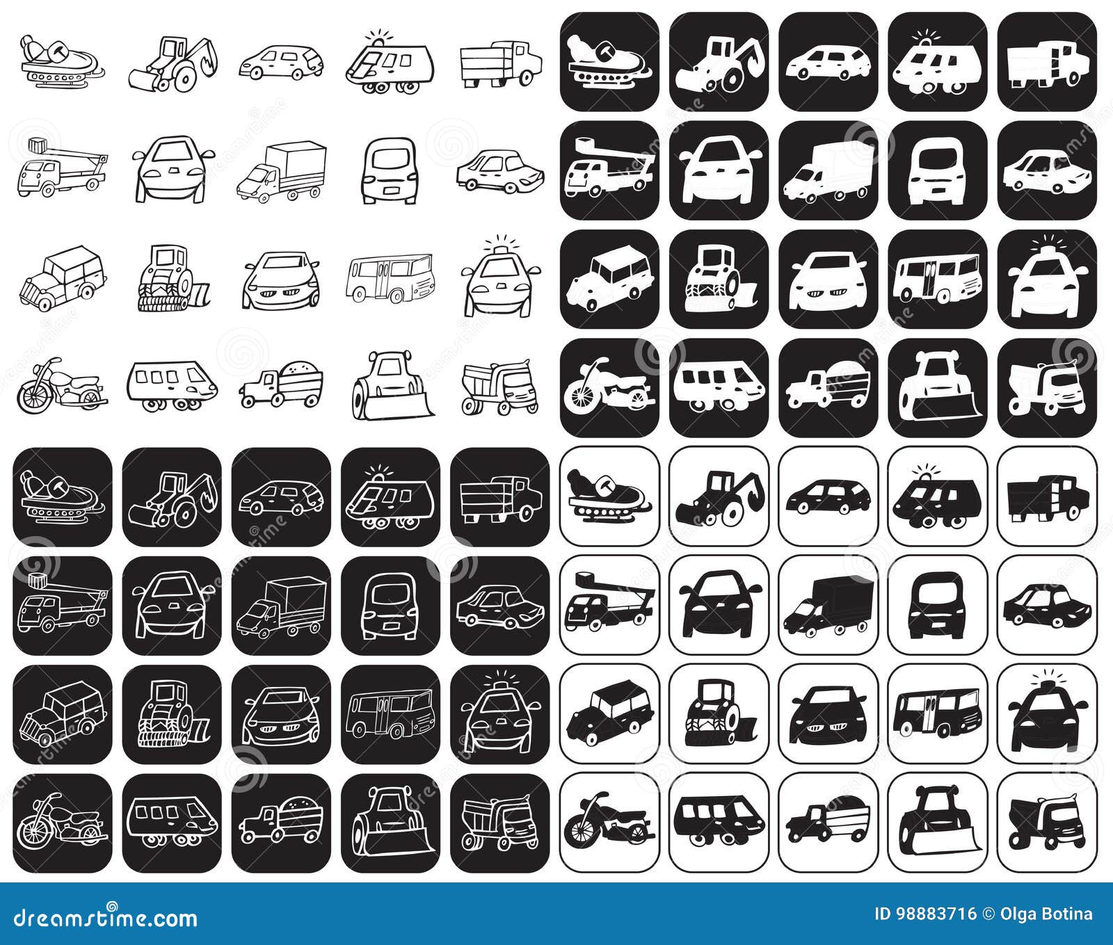 Geplaatste De Pictogrammen Van Auto's Vector Illustratie - Illustration ...