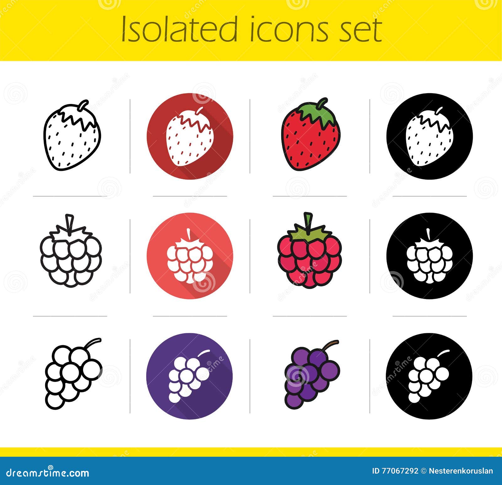 Geplaatste De Pictogrammen Van Bessen Vector Illustratie - Illustration ...