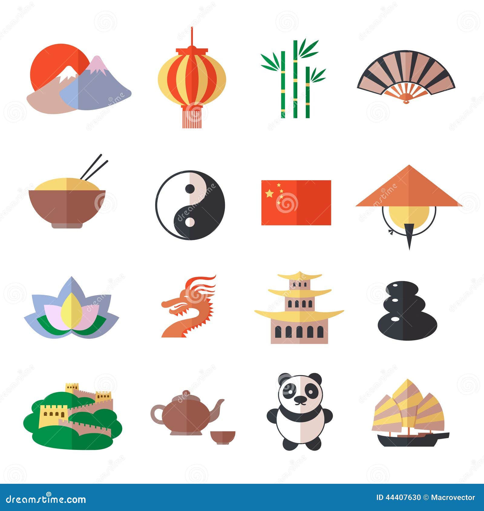 Geplaatste De Pictogrammen Van China Vector Illustratie - Illustration ...