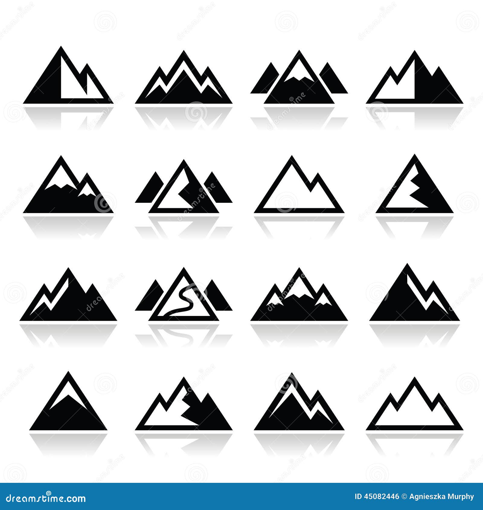 Geplaatste De Pictogrammen Van De Berg Stock Illustratie - Illustration ...