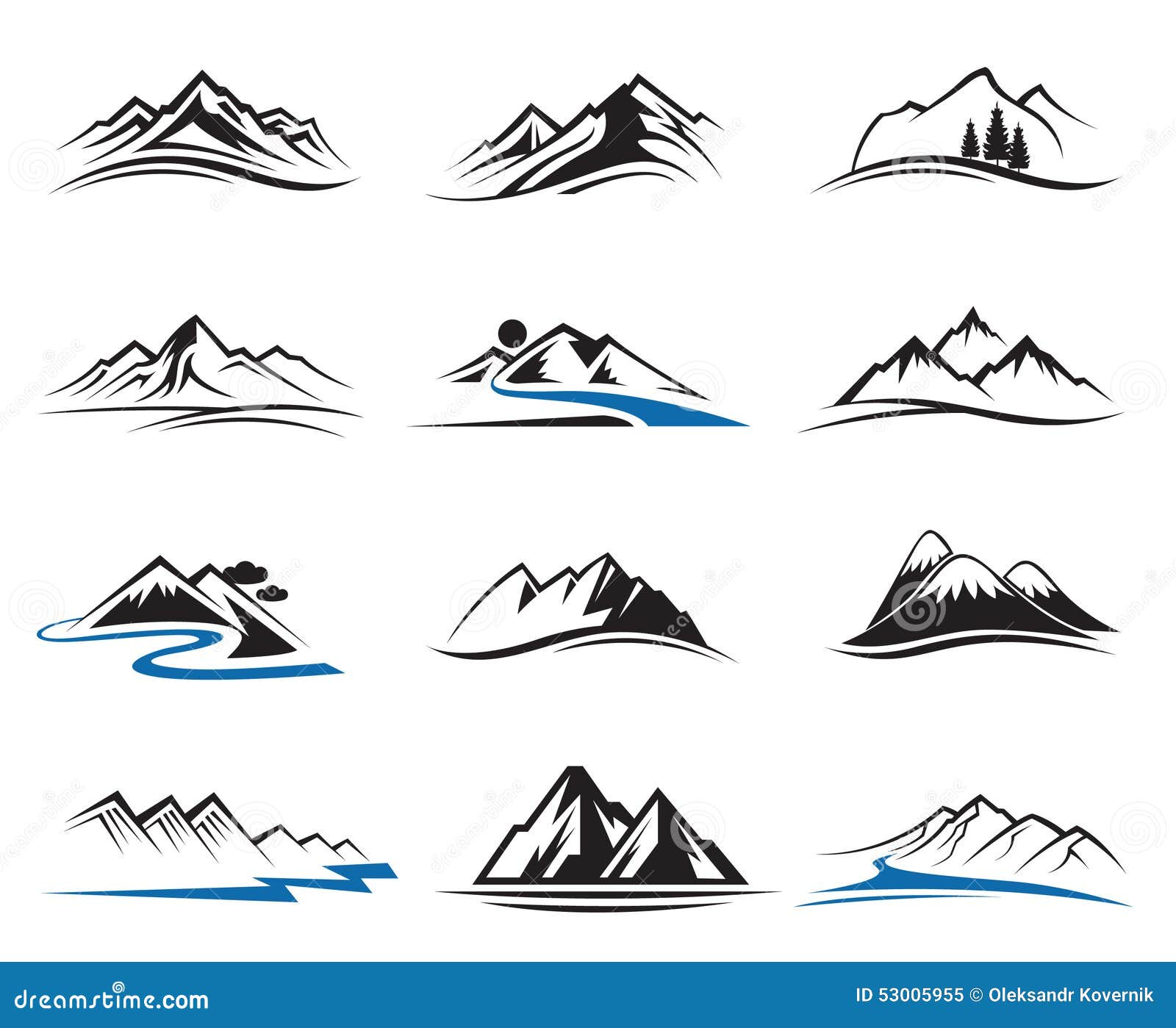 Geplaatste De Pictogrammen Van De Berg Vector Illustratie ...