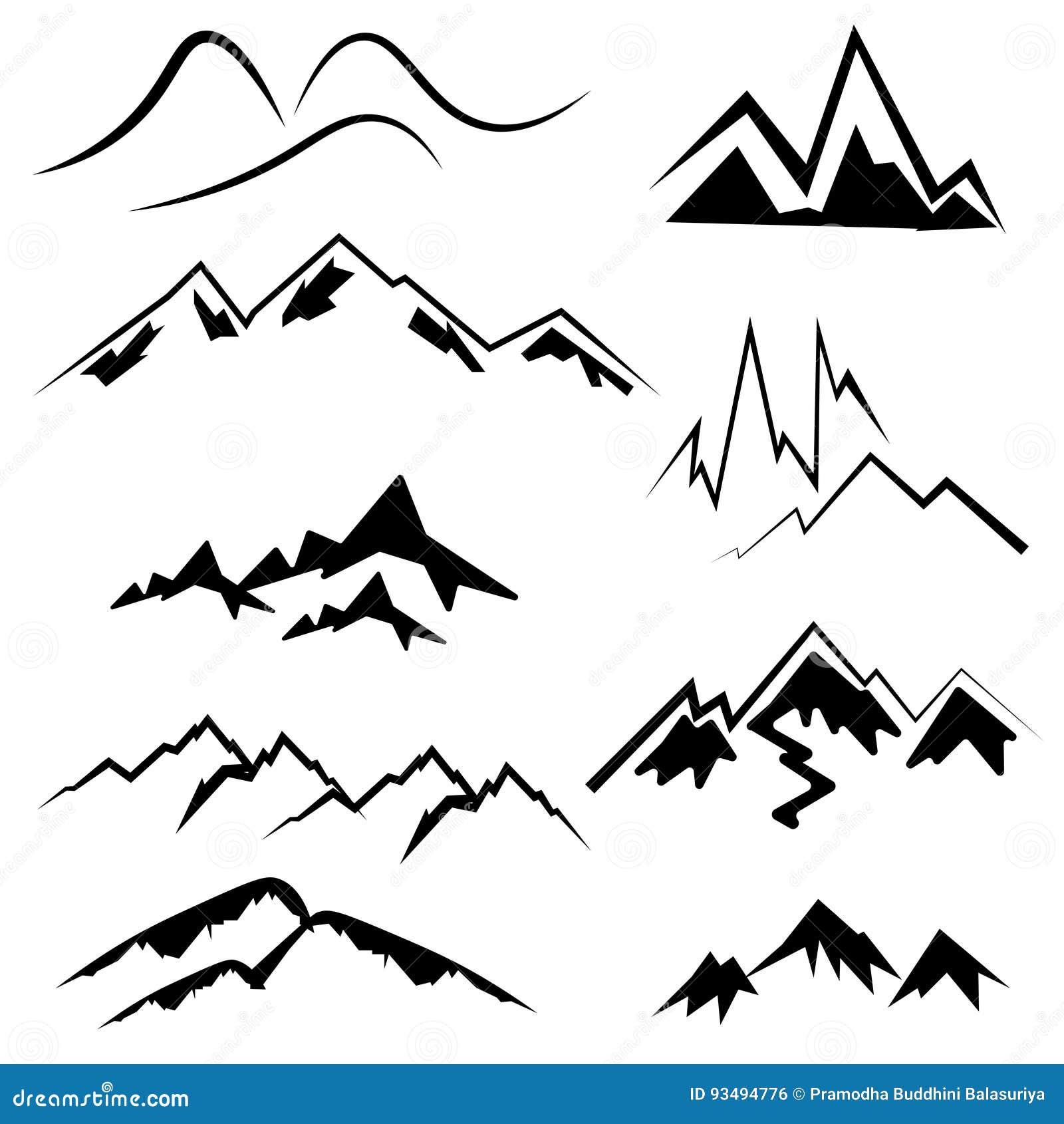 Geplaatste De Pictogrammen Van De Berg Vector Illustratie ...