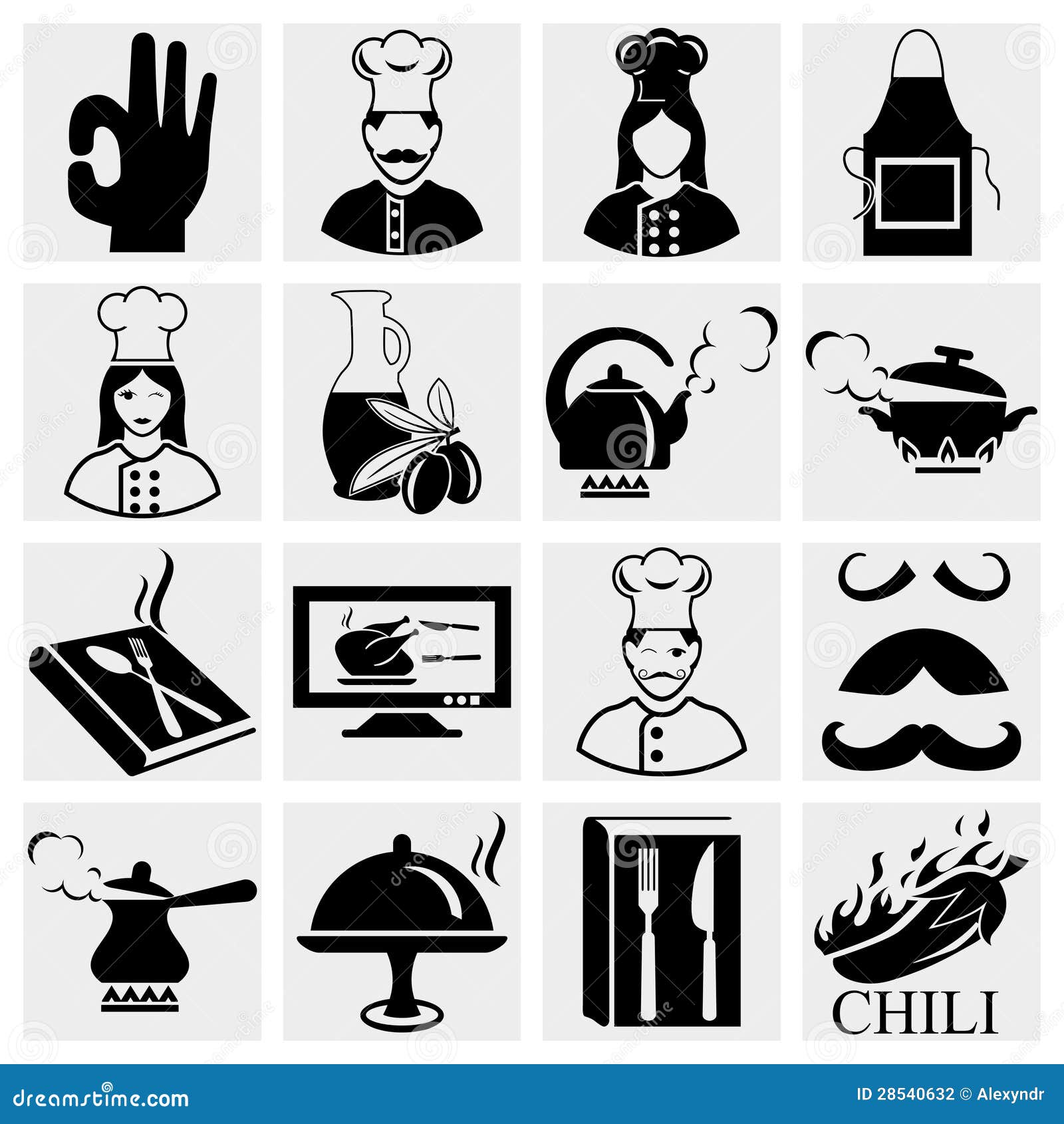 Geplaatste De Pictogrammen Van De Chef-kok Vector Illustratie ...