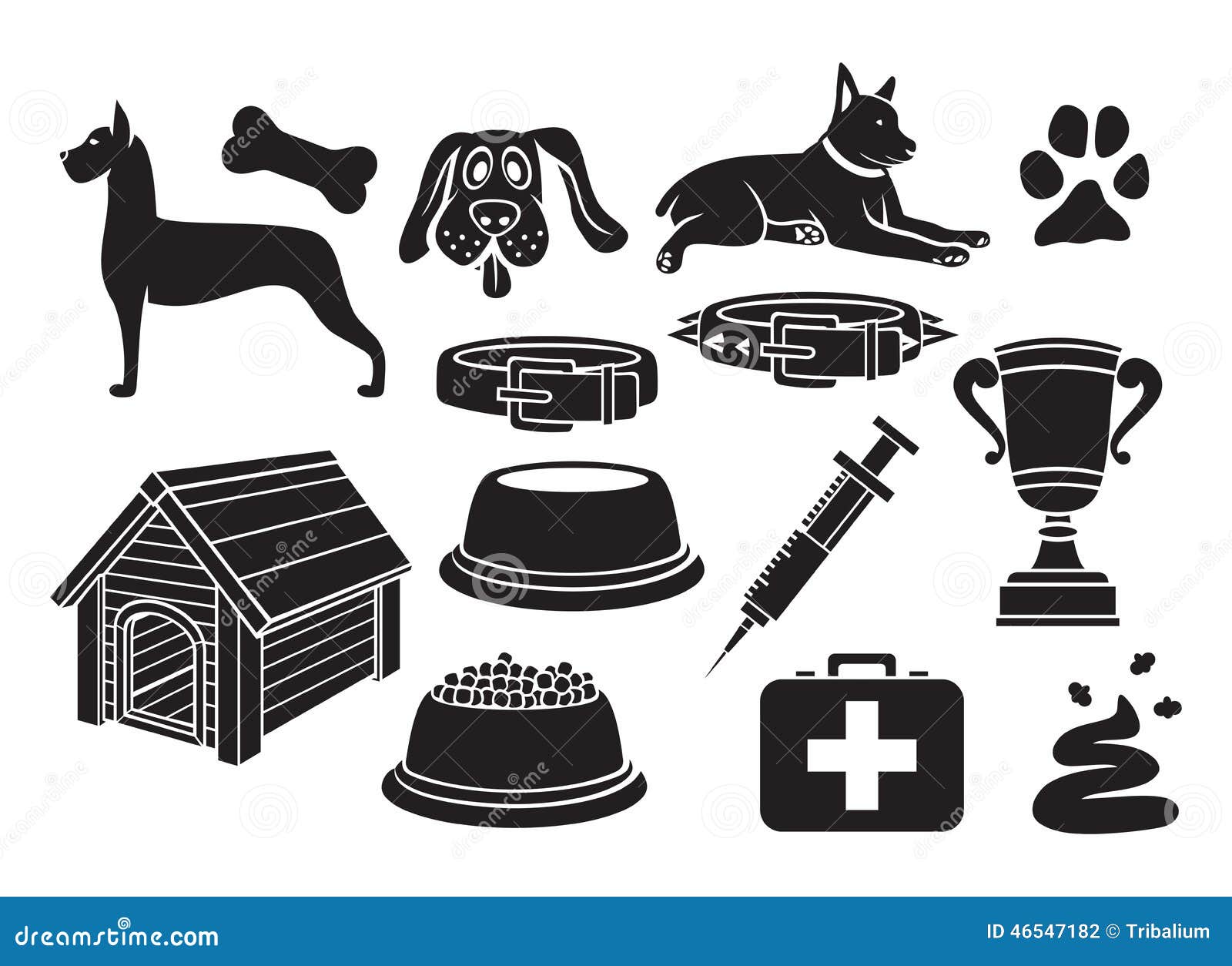 Geplaatste De Pictogrammen Van De Hond Vector Illustratie ...