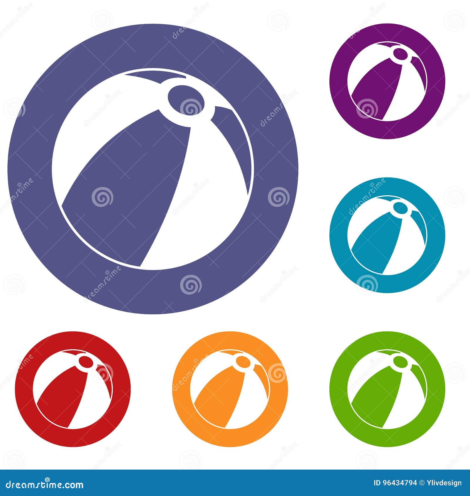 Geplaatste De Pictogrammen Van De Strandbal Vector Illustratie ...