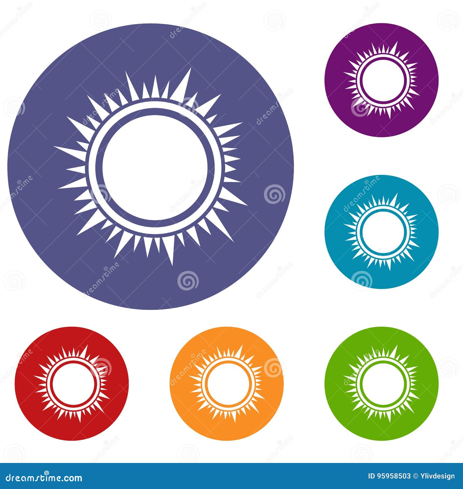 Geplaatste De Pictogrammen Van De Zon Vector Illustratie - Illustration ...