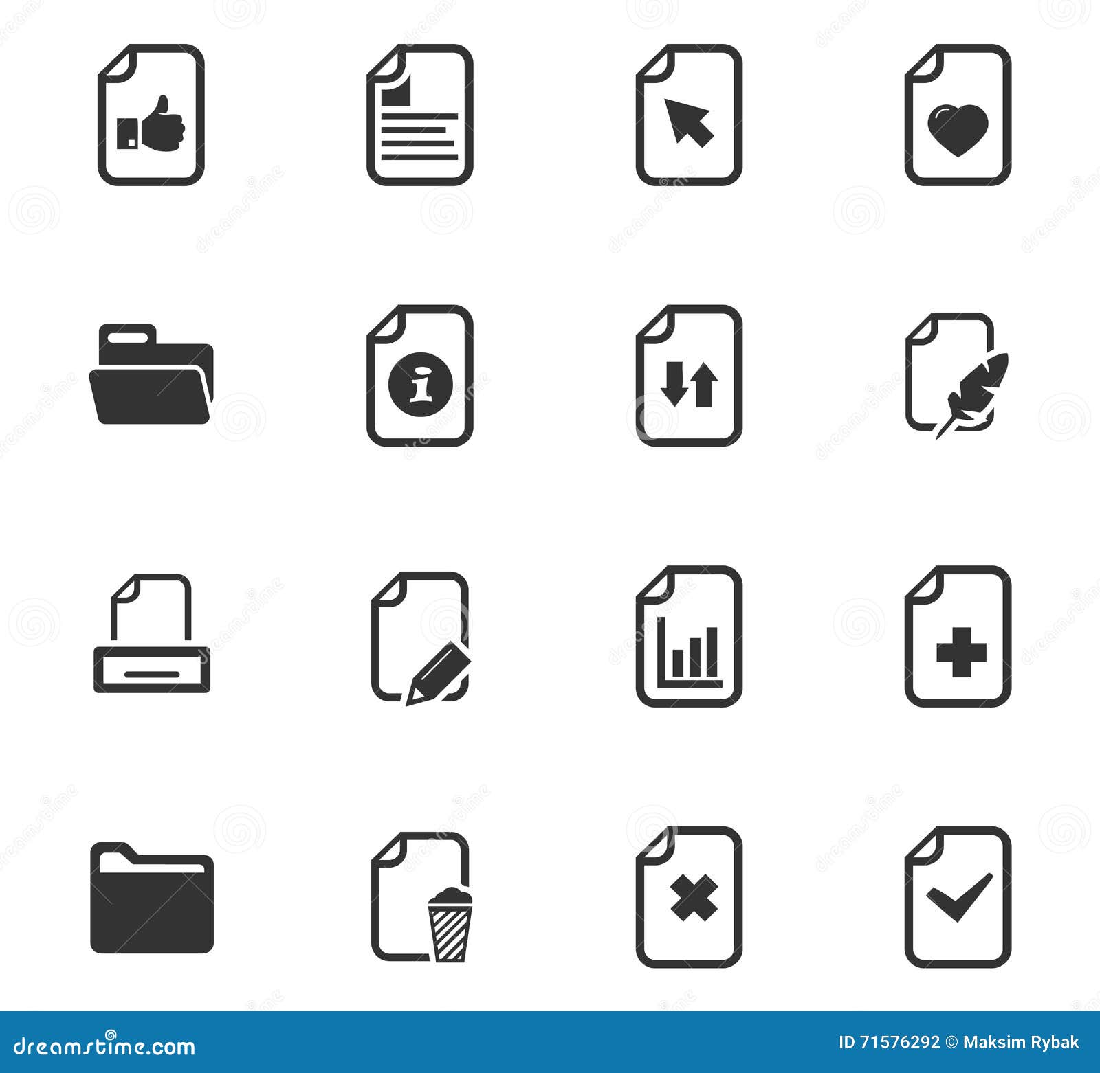 Geplaatste De Pictogrammen Van Documenten Vector Illustratie ...