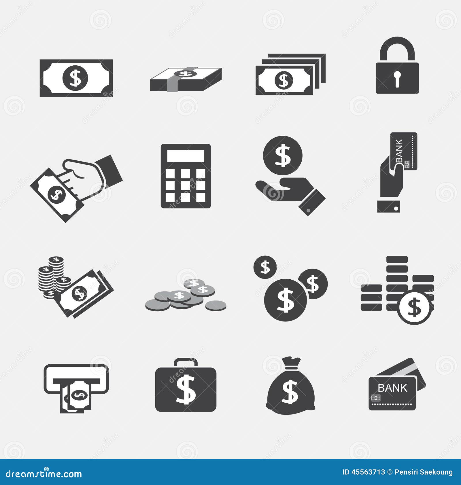 Geplaatste De Pictogrammen Van Het Geld Vector Illustratie ...