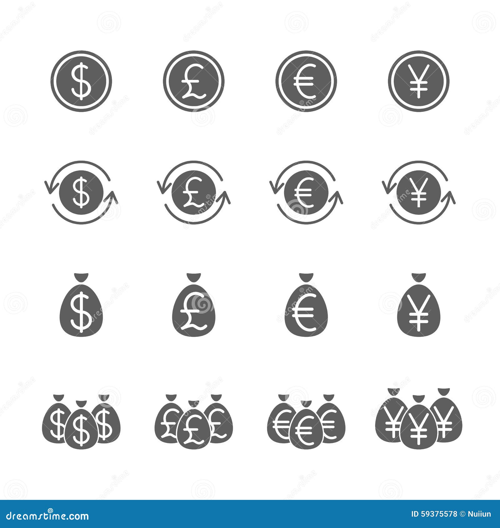 Geplaatste De Pictogrammen Van Het Geld Vector Illustratie ...