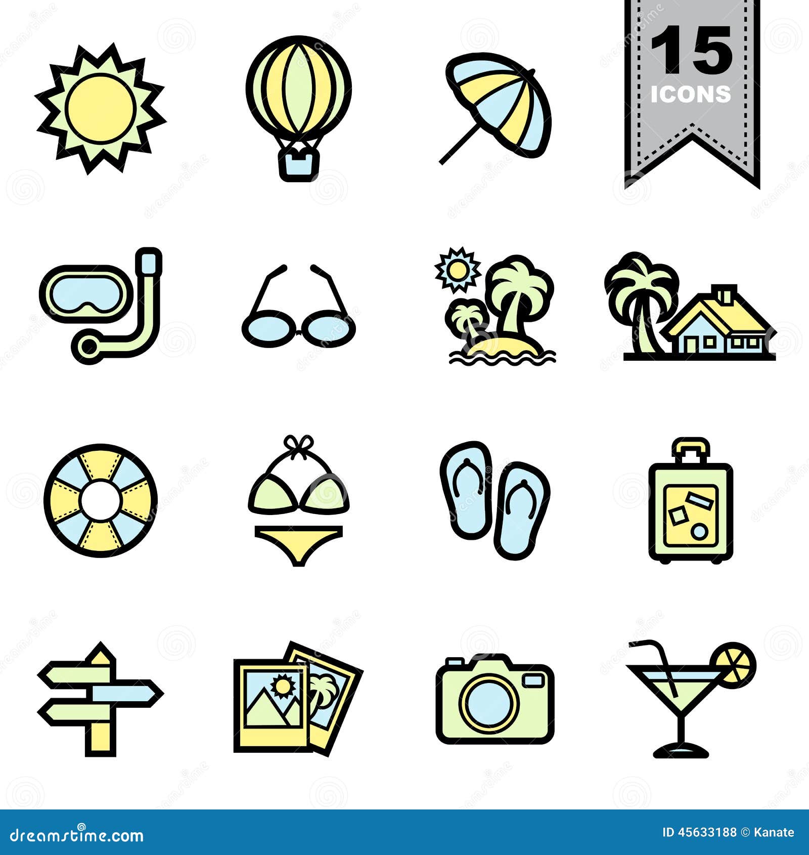 Geplaatste De Pictogrammen Van Het Strand Vector Illustratie ...