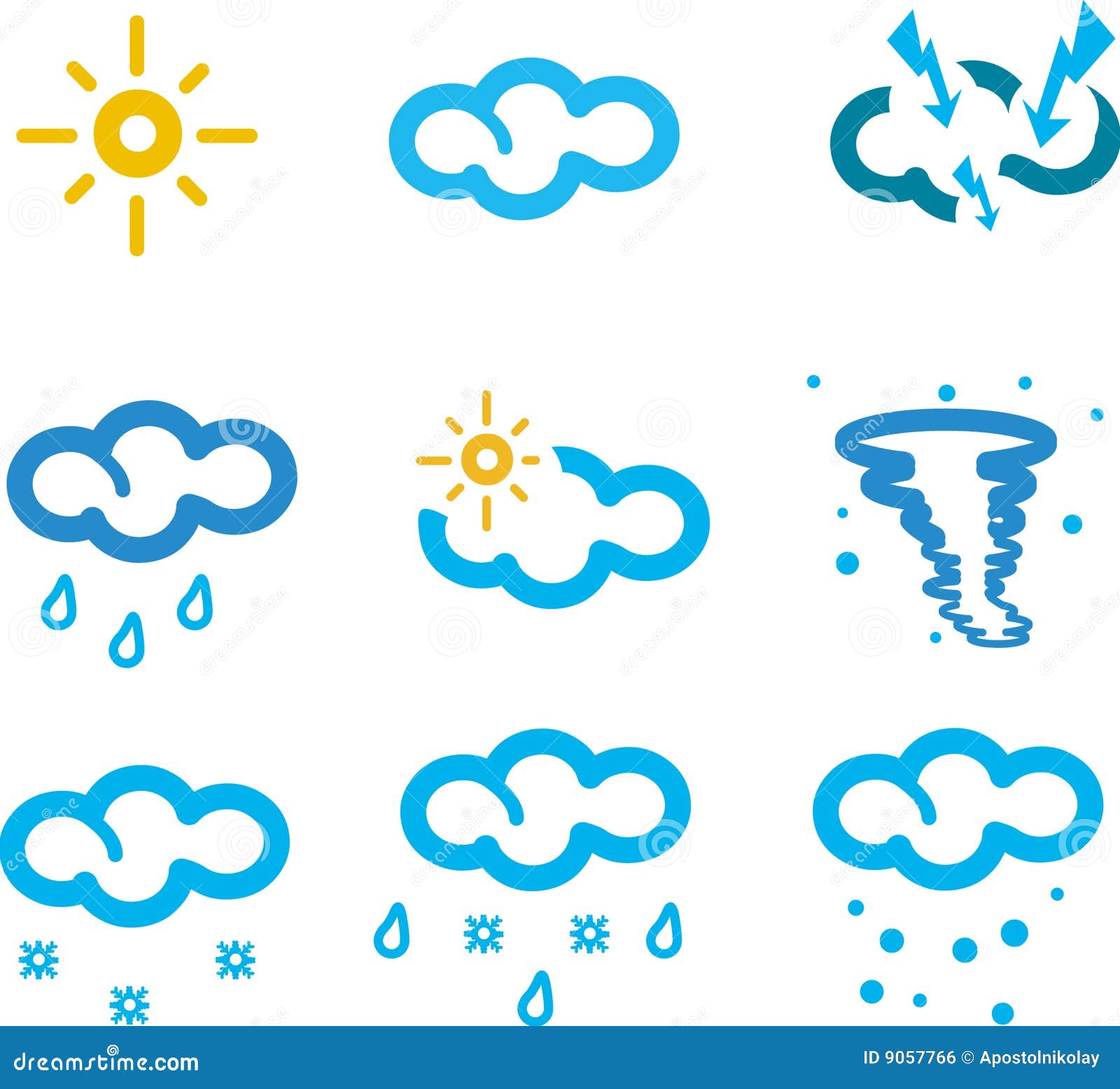 Geplaatste De Pictogrammen Van Het Weer Vector Illustratie ...