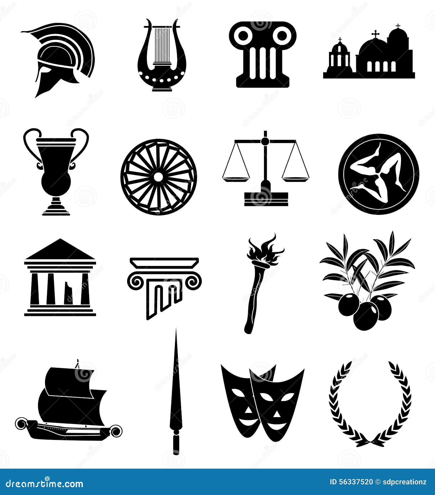 Geplaatste De Pictogrammen Van Rome Vector Illustratie - Illustration ...