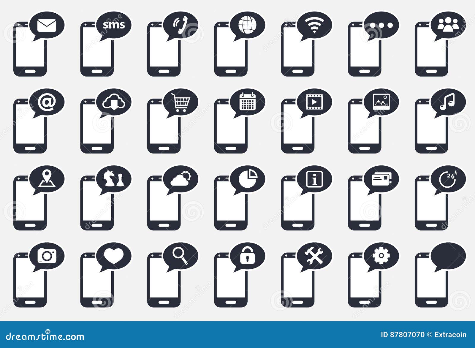 Geplaatste De Pictogrammen Van Smartphone Vector Illustratie ...