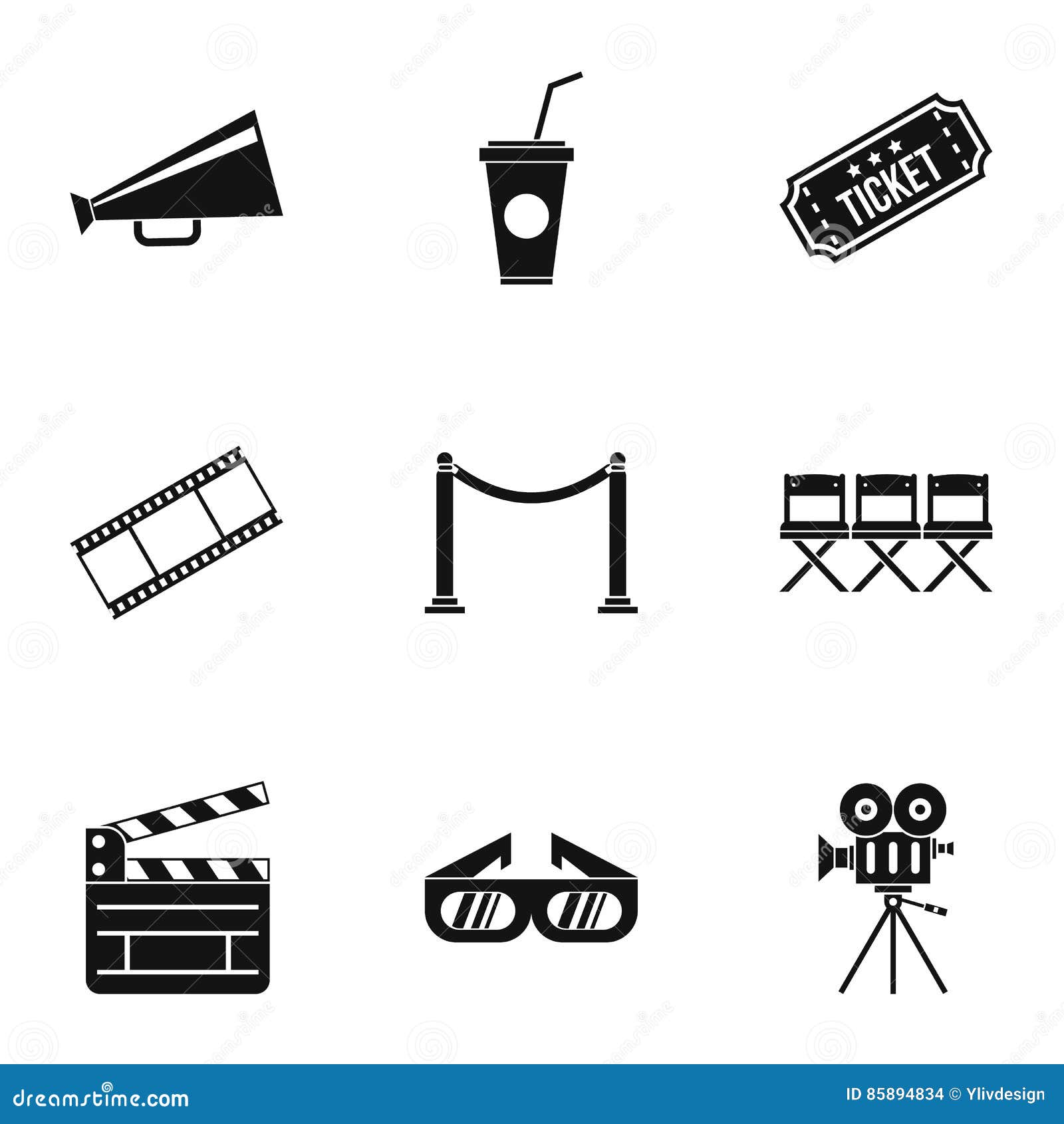 Geplaatste Filmpictogrammen, Eenvoudige Stijl Vector Illustratie ... Geplaatste Filmpictogrammen, Eenvoudige Stijl Vector Illustratie ...