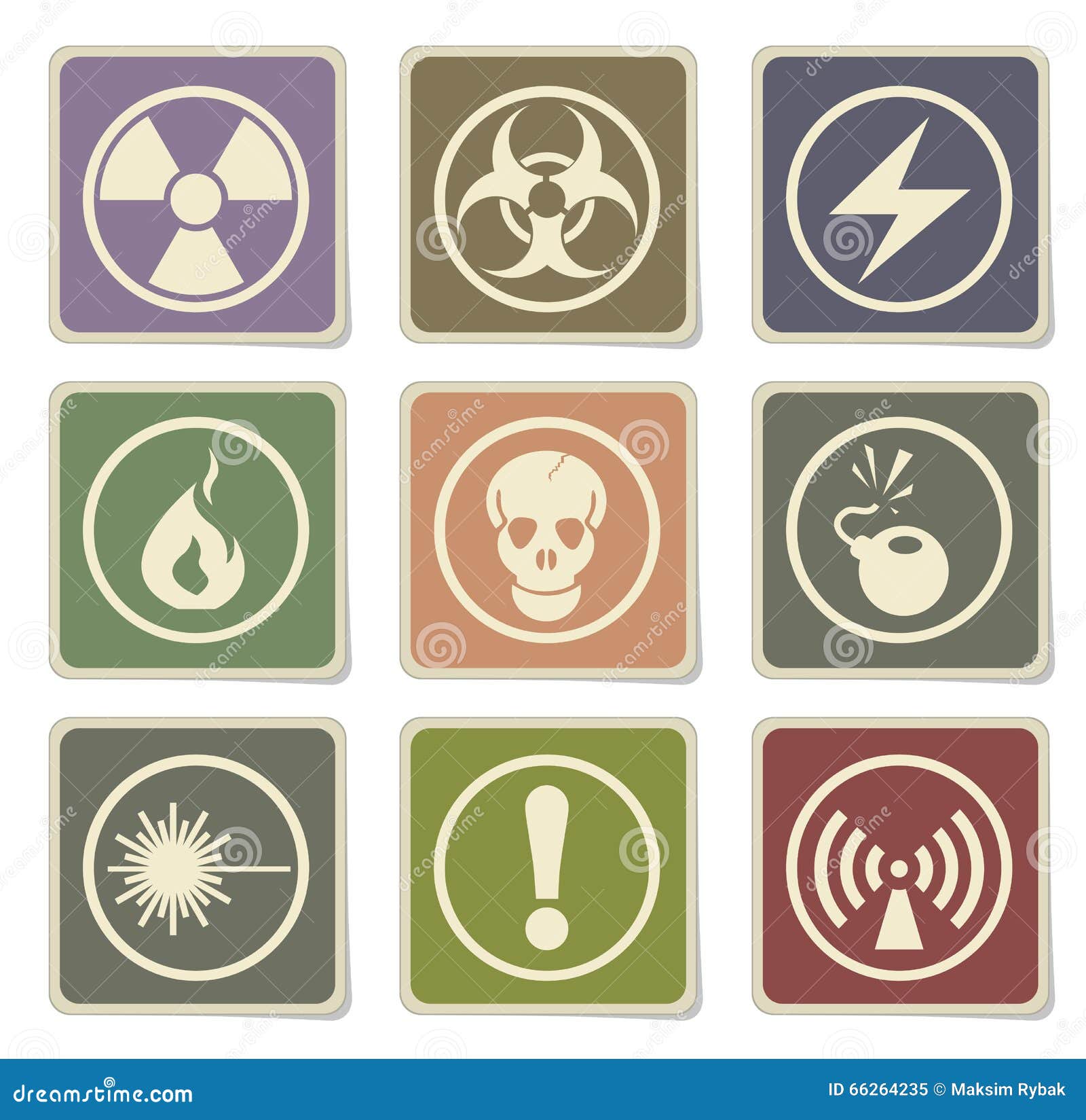 Geplaatste Gevaarpictogrammen Vector Illustratie - Illustration of dood ...